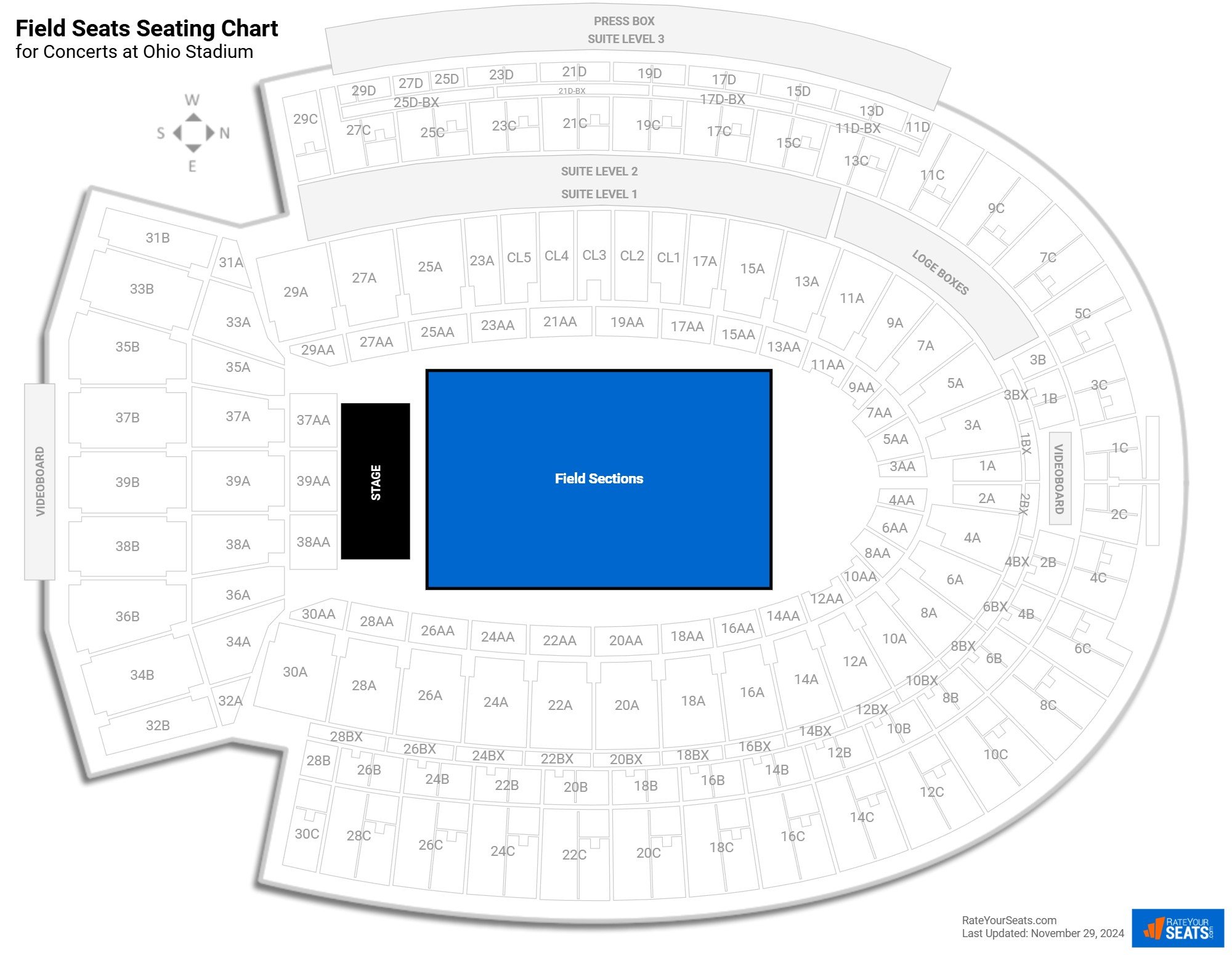 Ohio Shoe Seating Chart