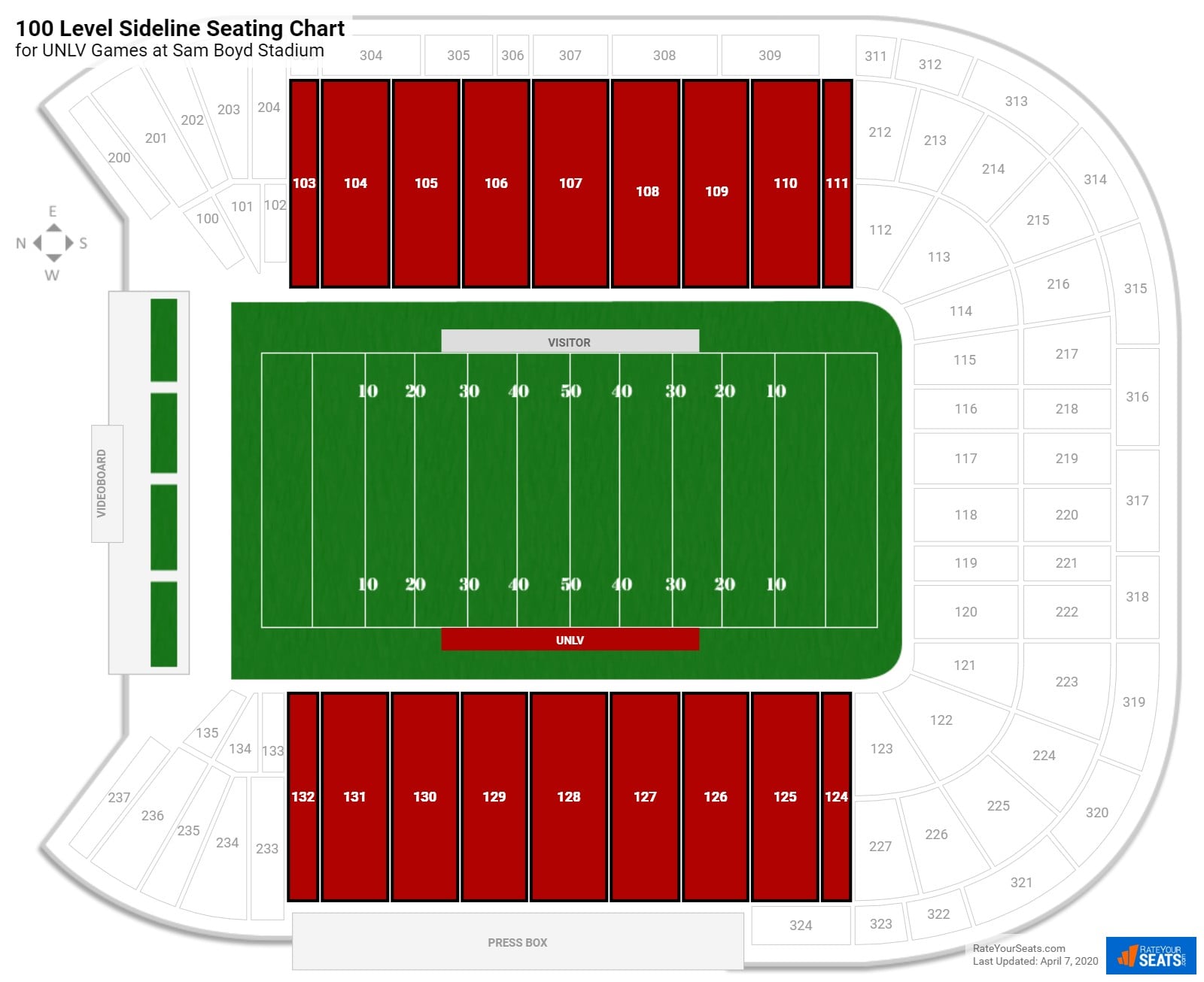 Sam Boyd Stadium Seating Chart