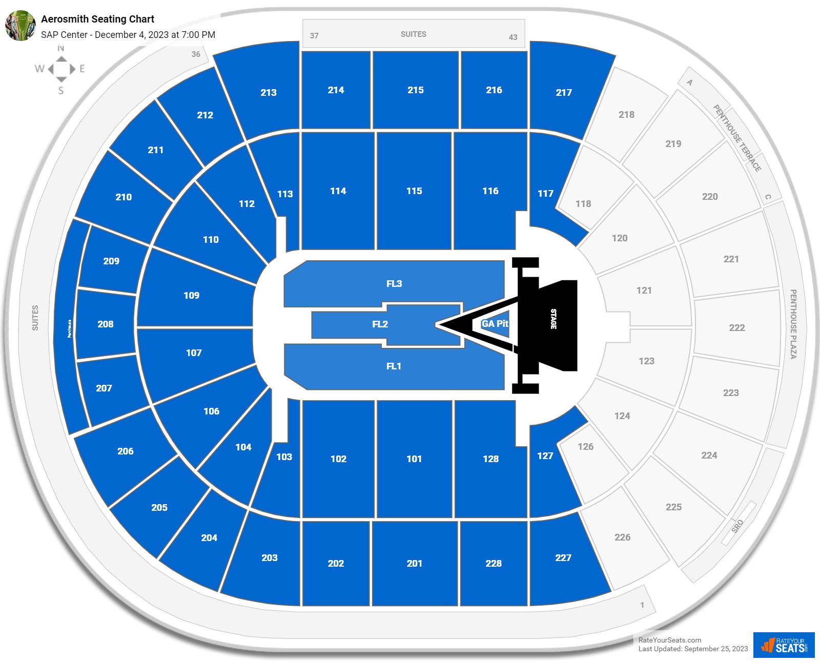 SAP Center Concert Seating Chart - RateYourSeats.com