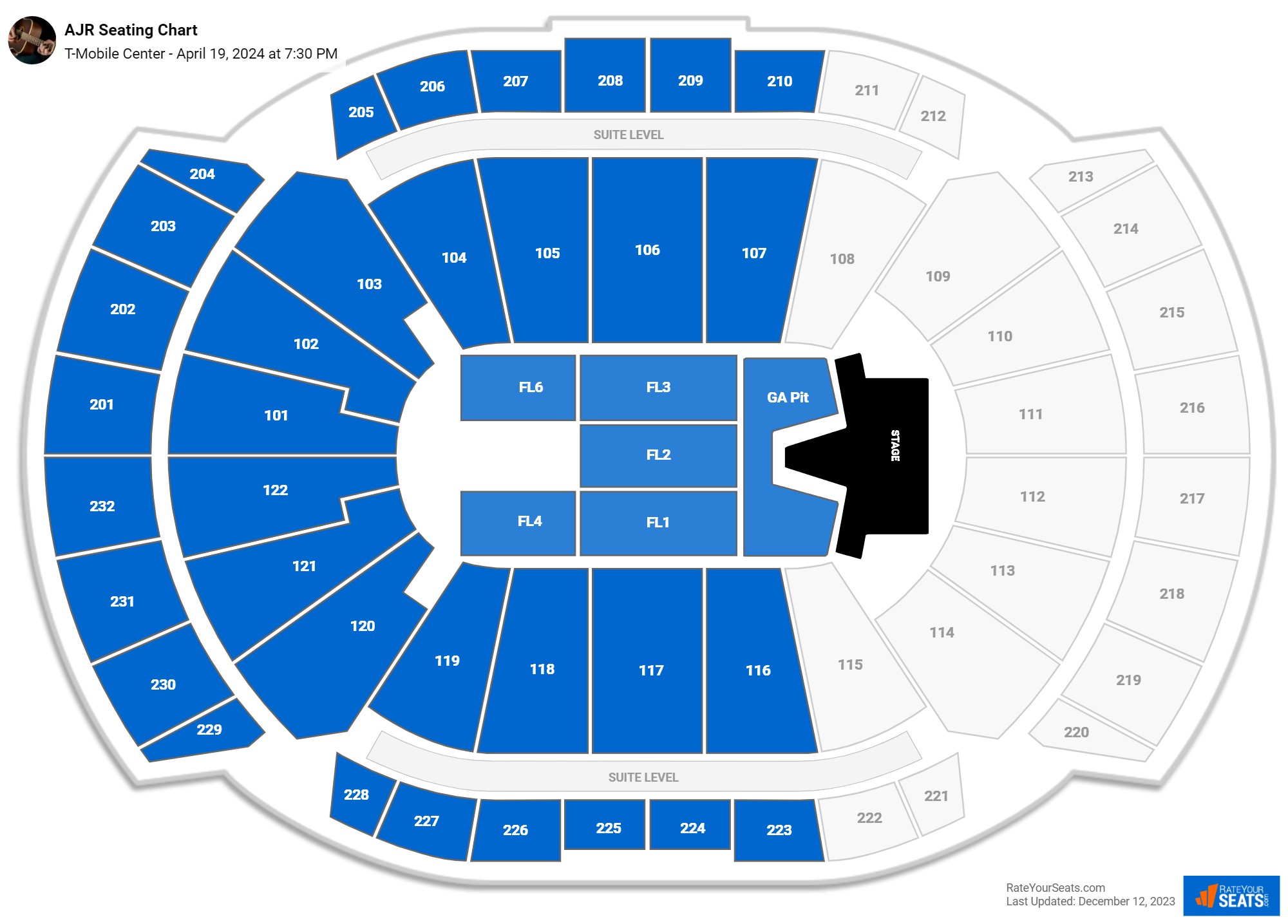 T-Mobile Center Concert Seating Chart - RateYourSeats.com