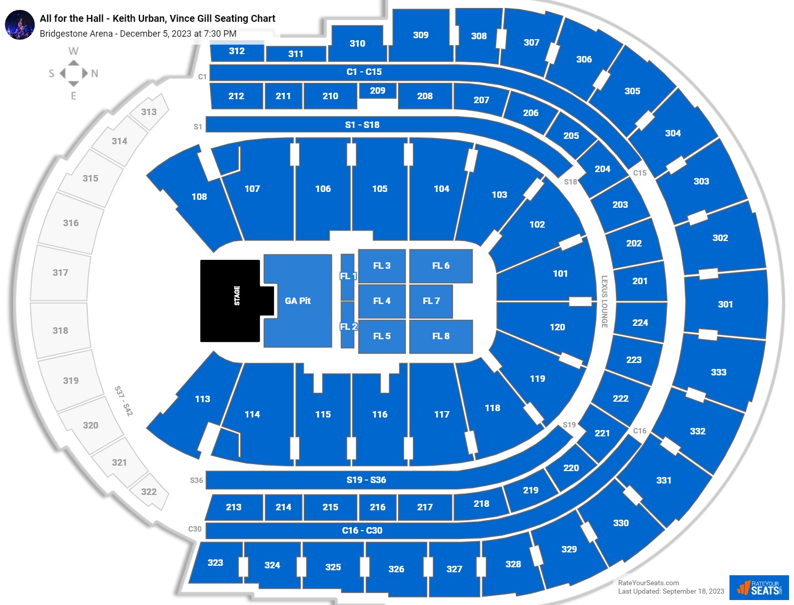 Bridgestone Arena Concert Seating Chart - RateYourSeats.com