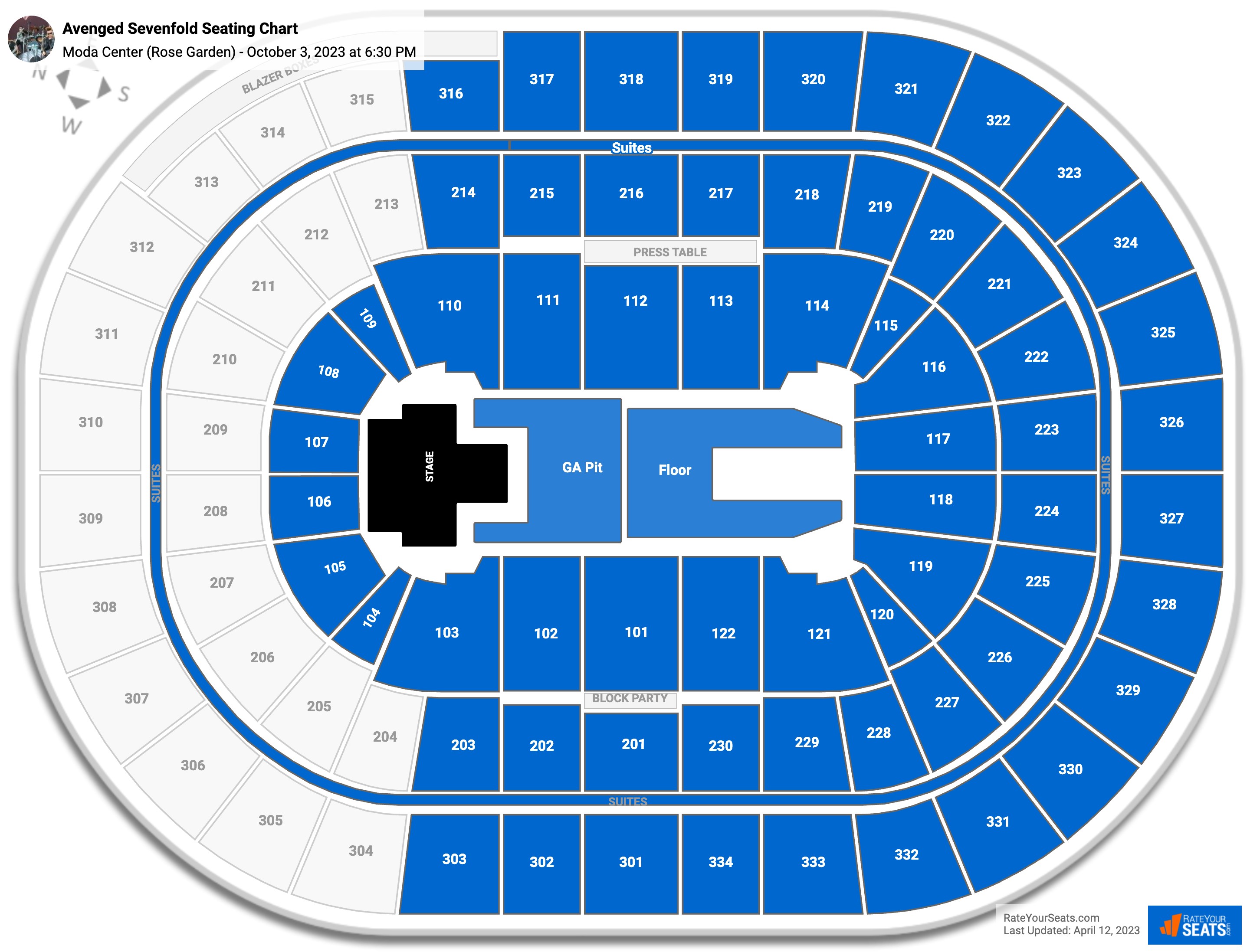 Moda Center Concert Seating Chart - RateYourSeats.com