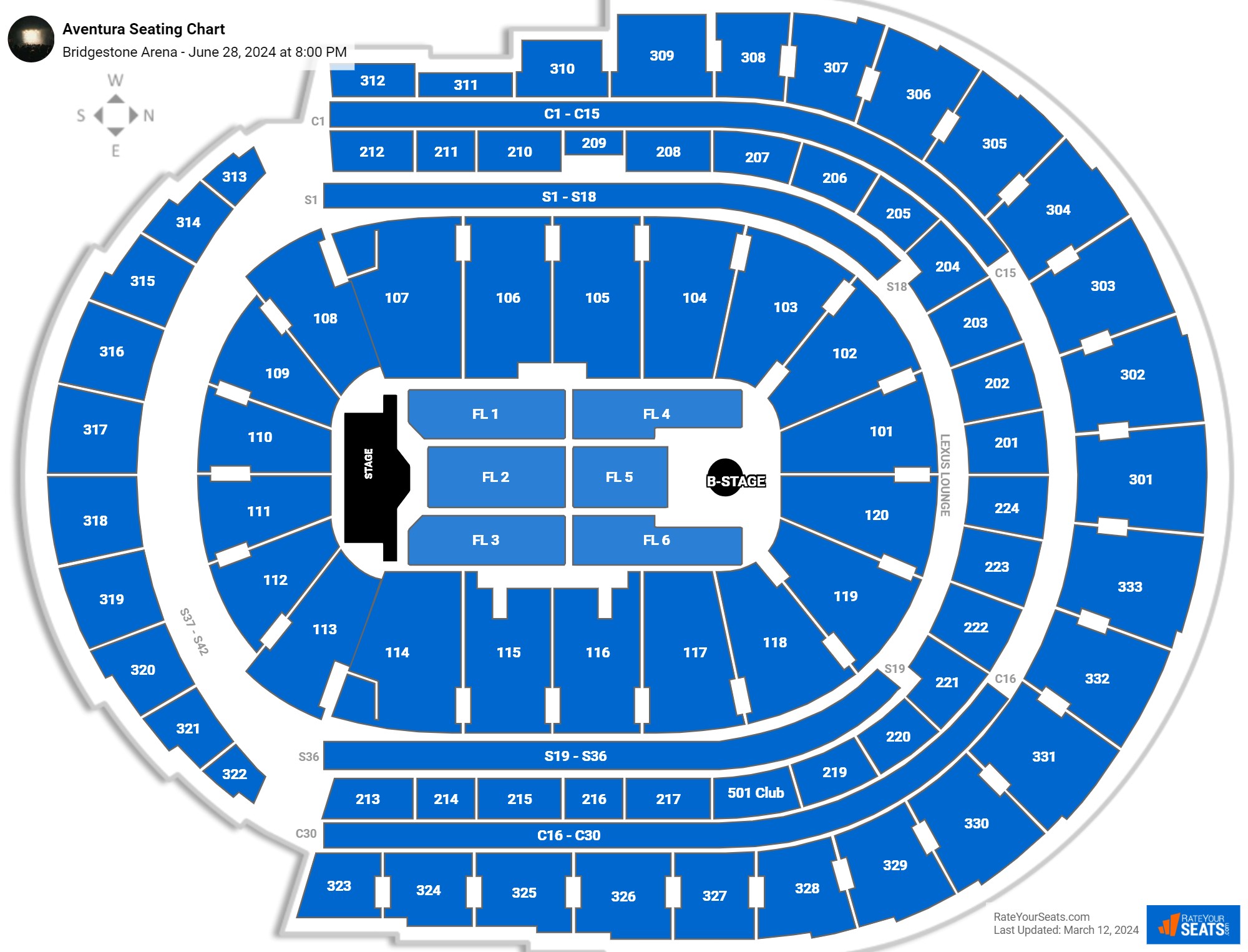Bridgestone Arena Concert Seating Chart - RateYourSeats.com