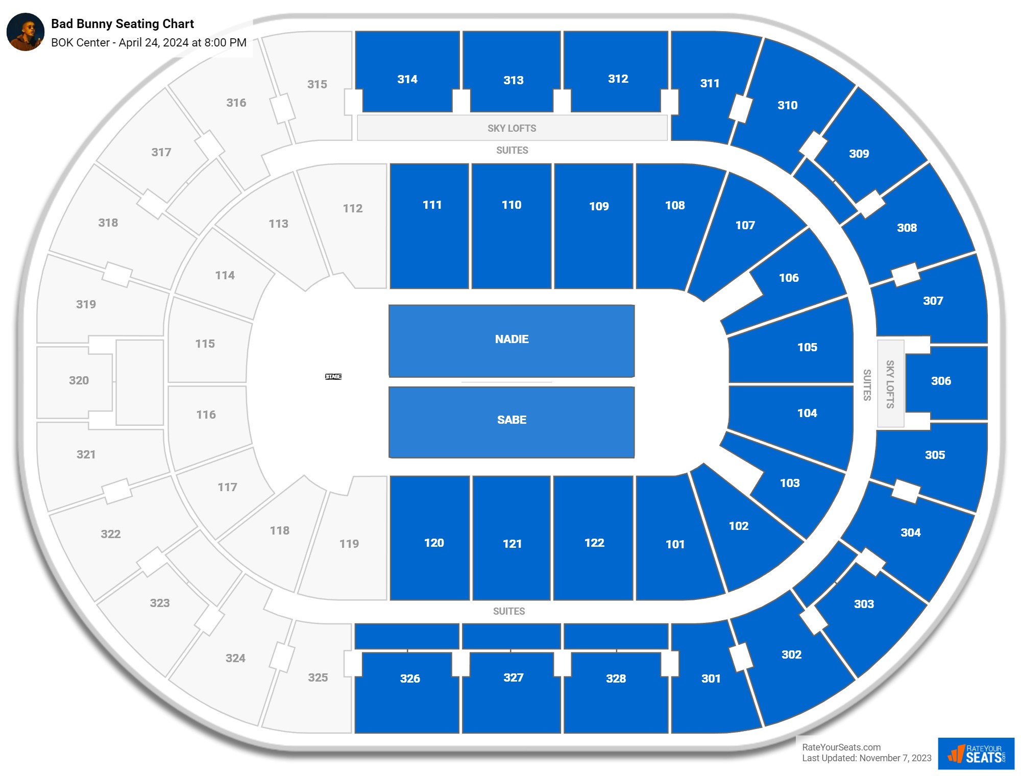 BOK Center Concert Seating Chart - RateYourSeats.com