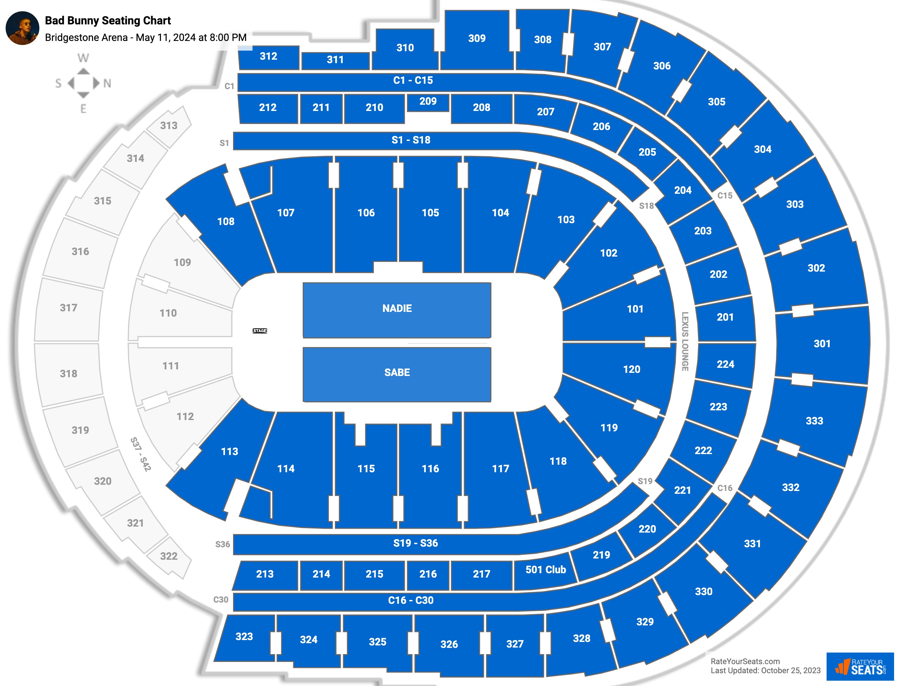 Bridgestone Arena Concert Seating Chart - RateYourSeats.com