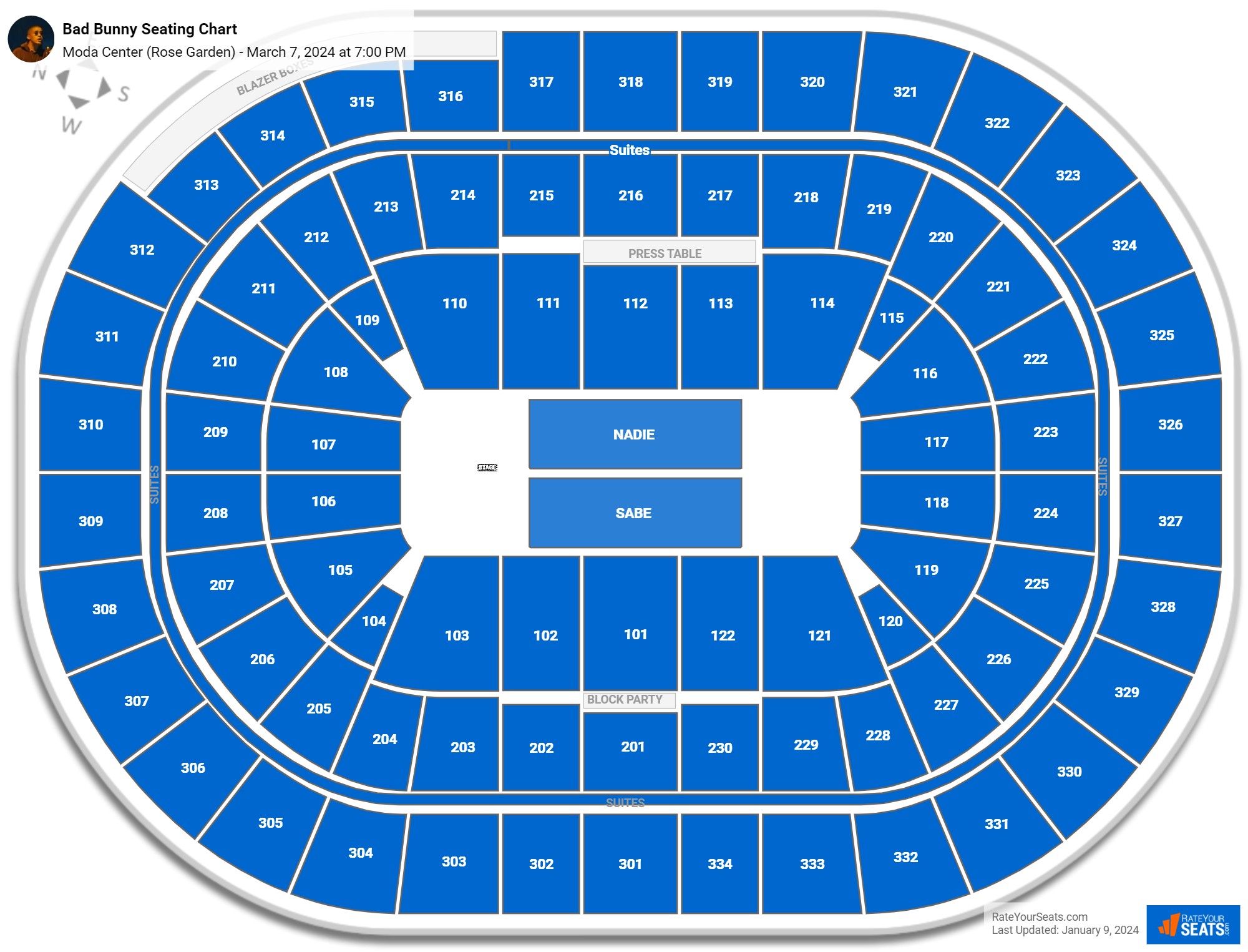 Moda Center Concert Seating Chart - RateYourSeats.com