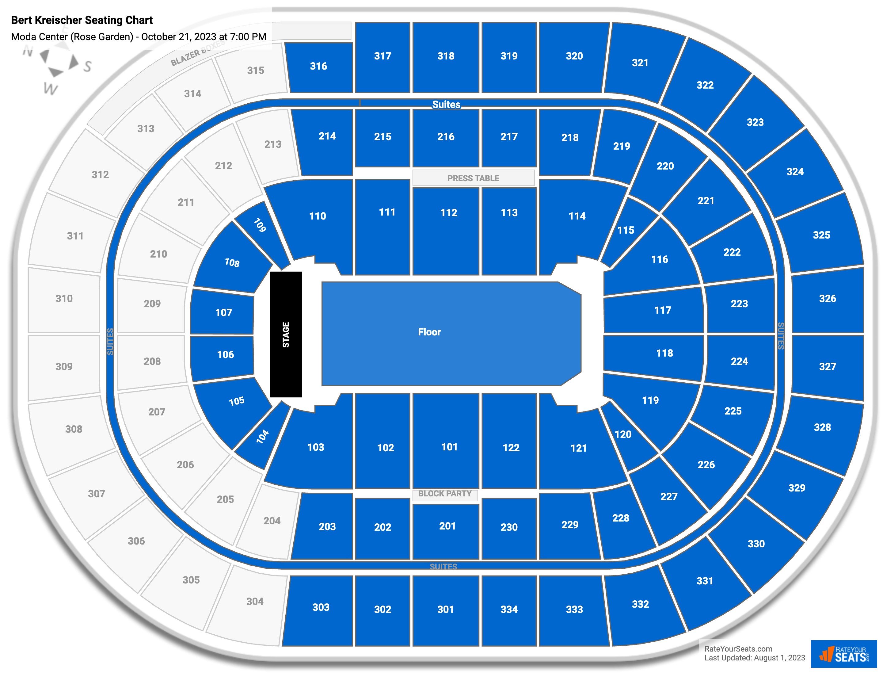 Moda Center Concert Seating Chart - RateYourSeats.com