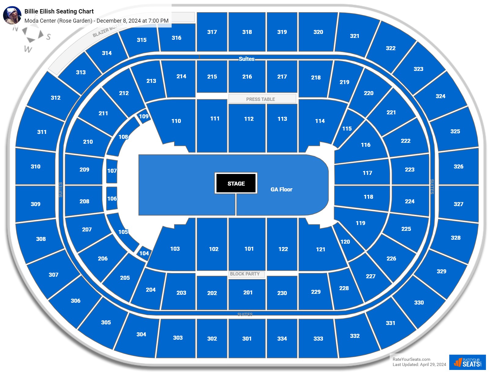 Moda Center Concert Seating Chart - RateYourSeats.com