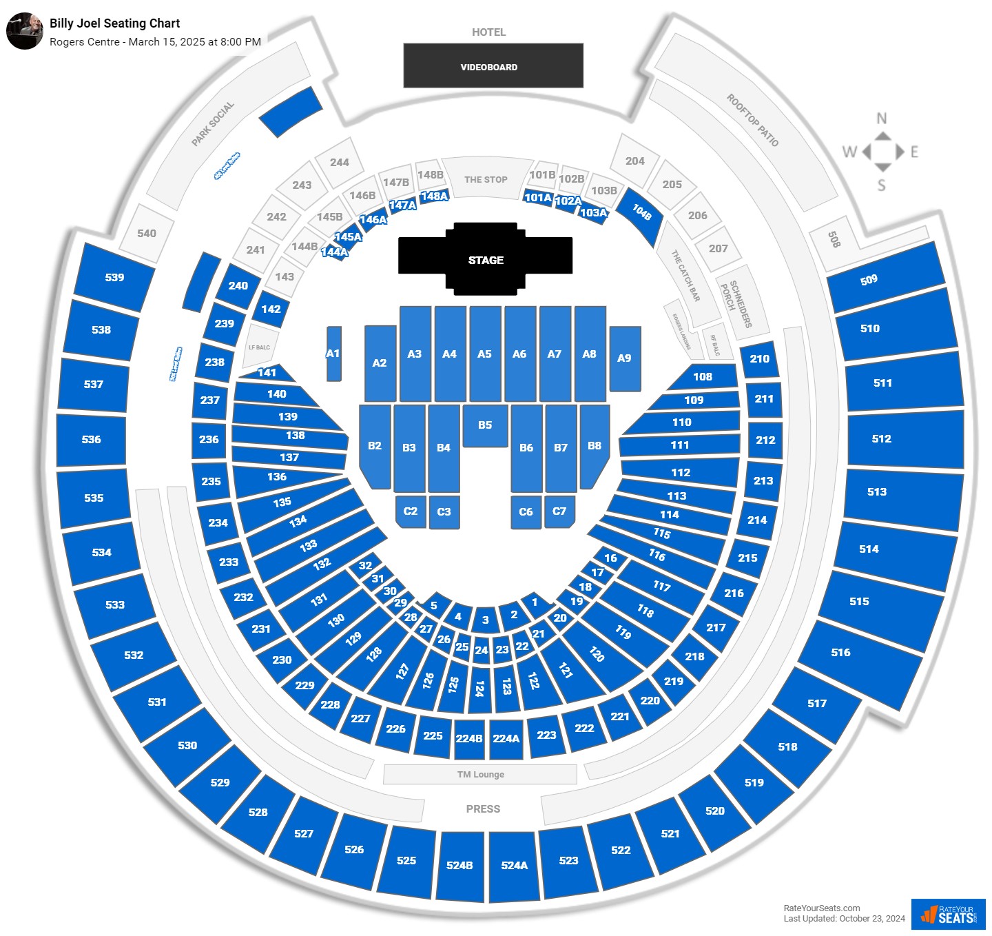 Rogers Centre Concert Seating Chart - RateYourSeats.com