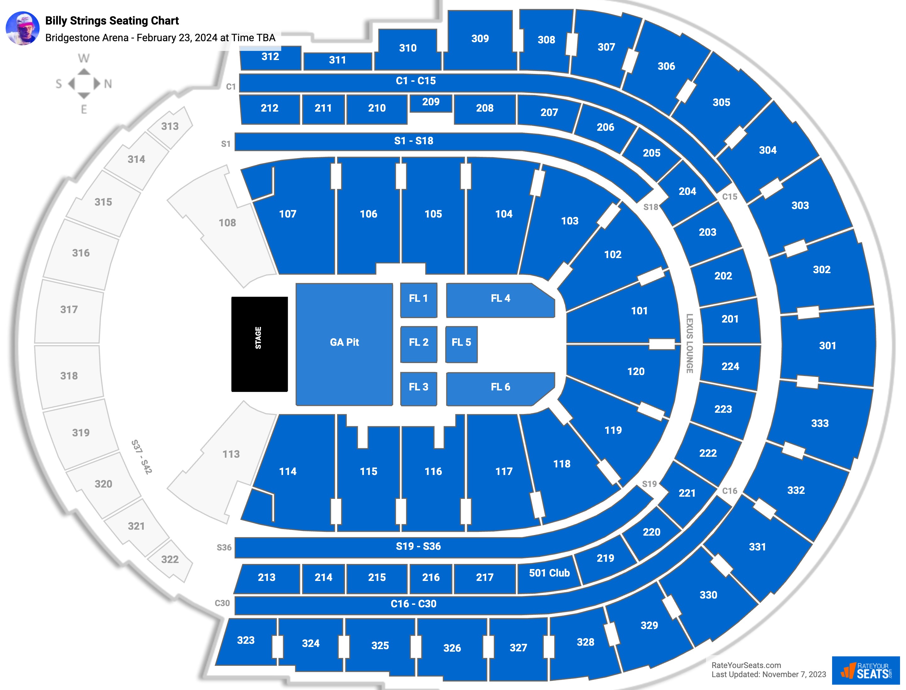 Bridgestone Arena Concert Seating Chart - RateYourSeats.com