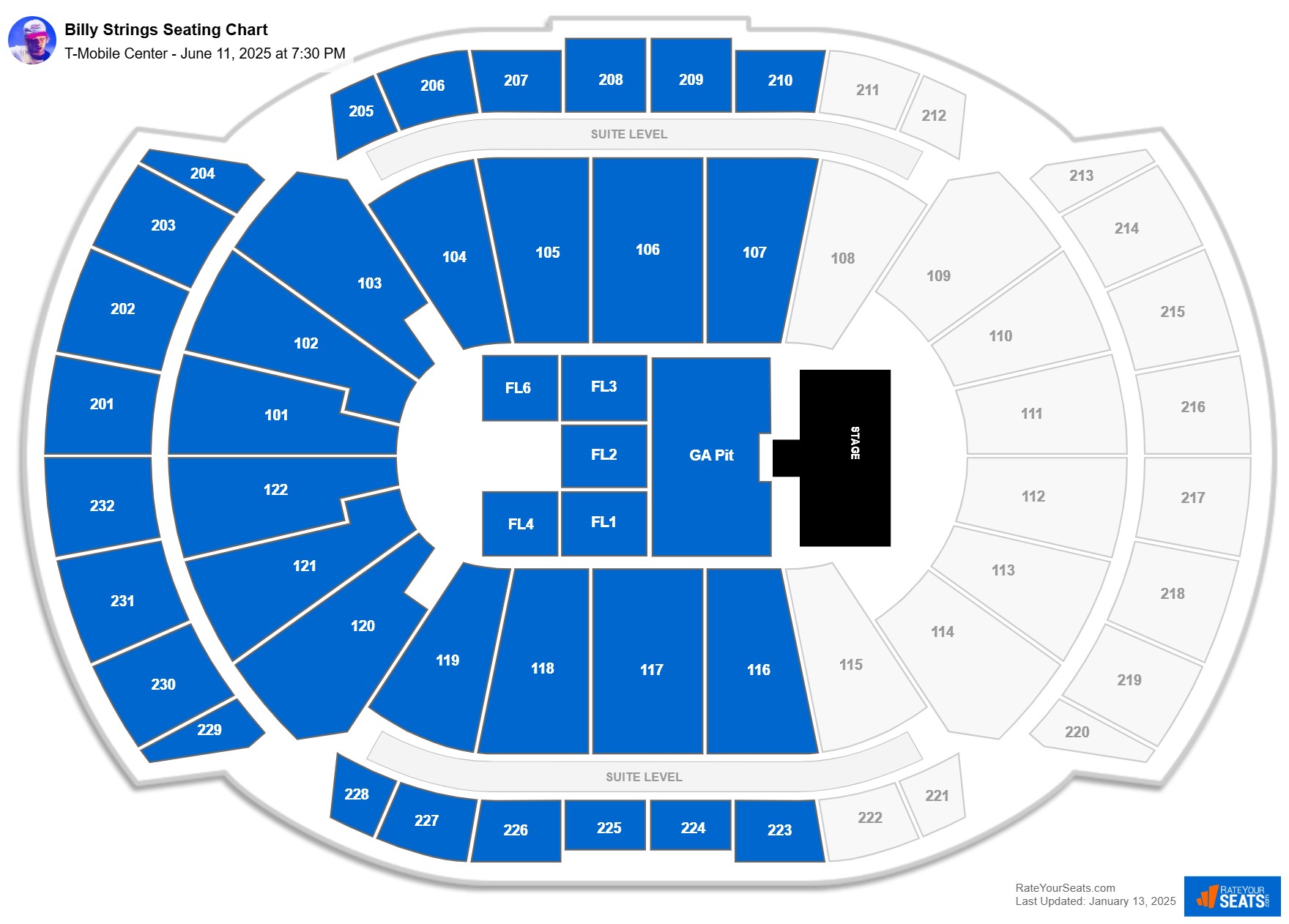 T-Mobile Center Concert Seating Chart - RateYourSeats.com