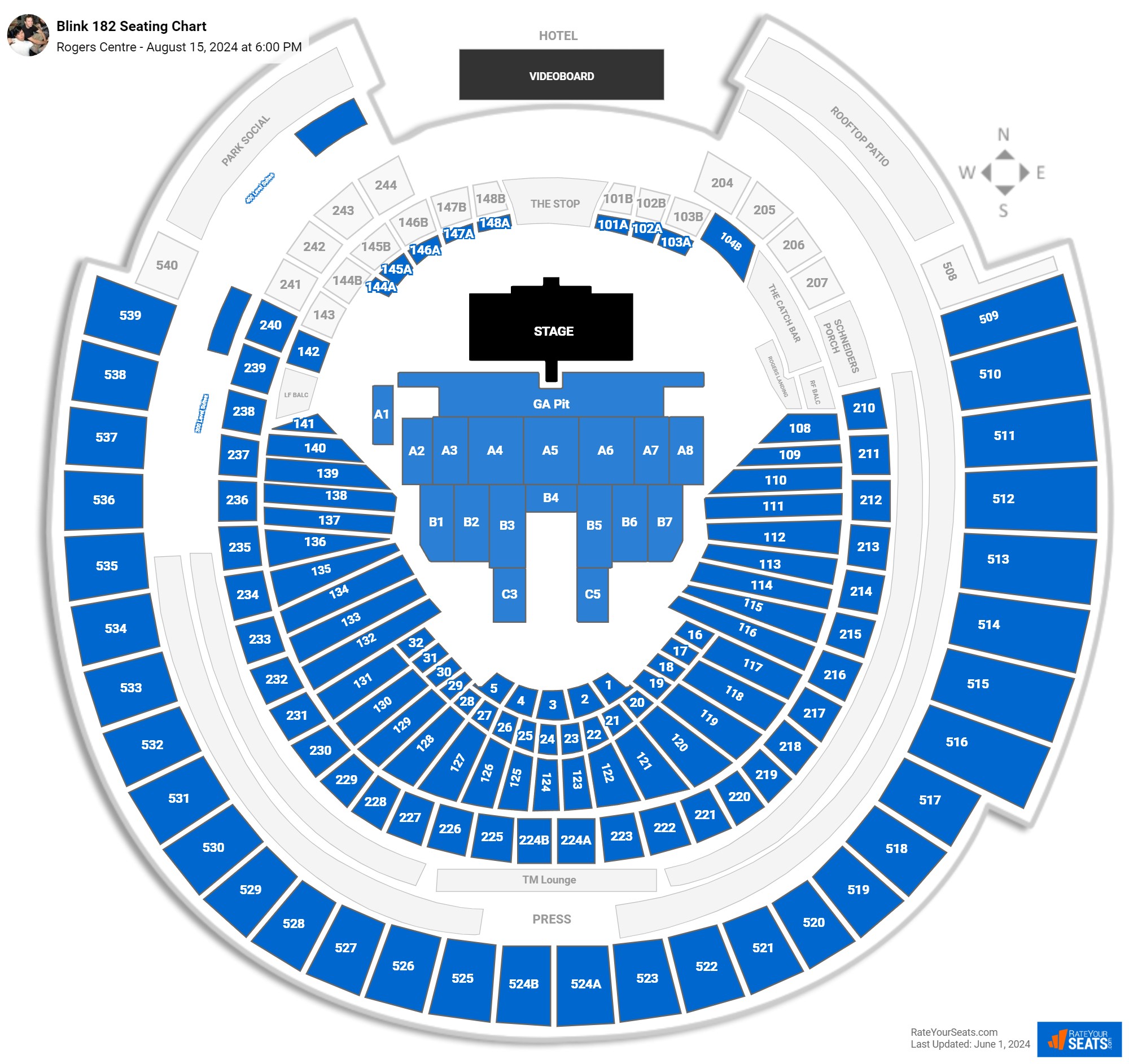 Rogers Centre Concert Seating Chart - RateYourSeats.com