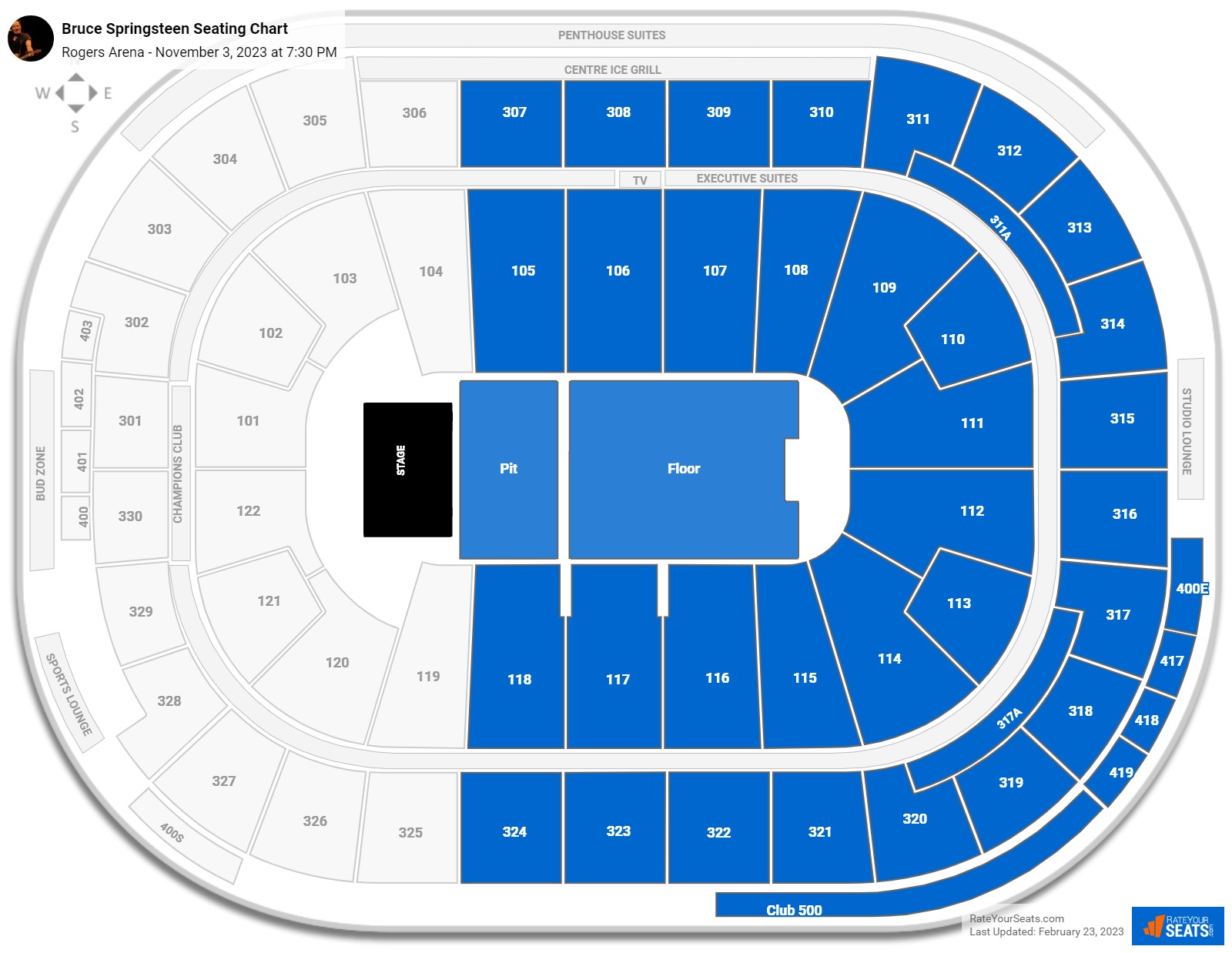 Rogers Arena Concert Seating Chart - RateYourSeats.com