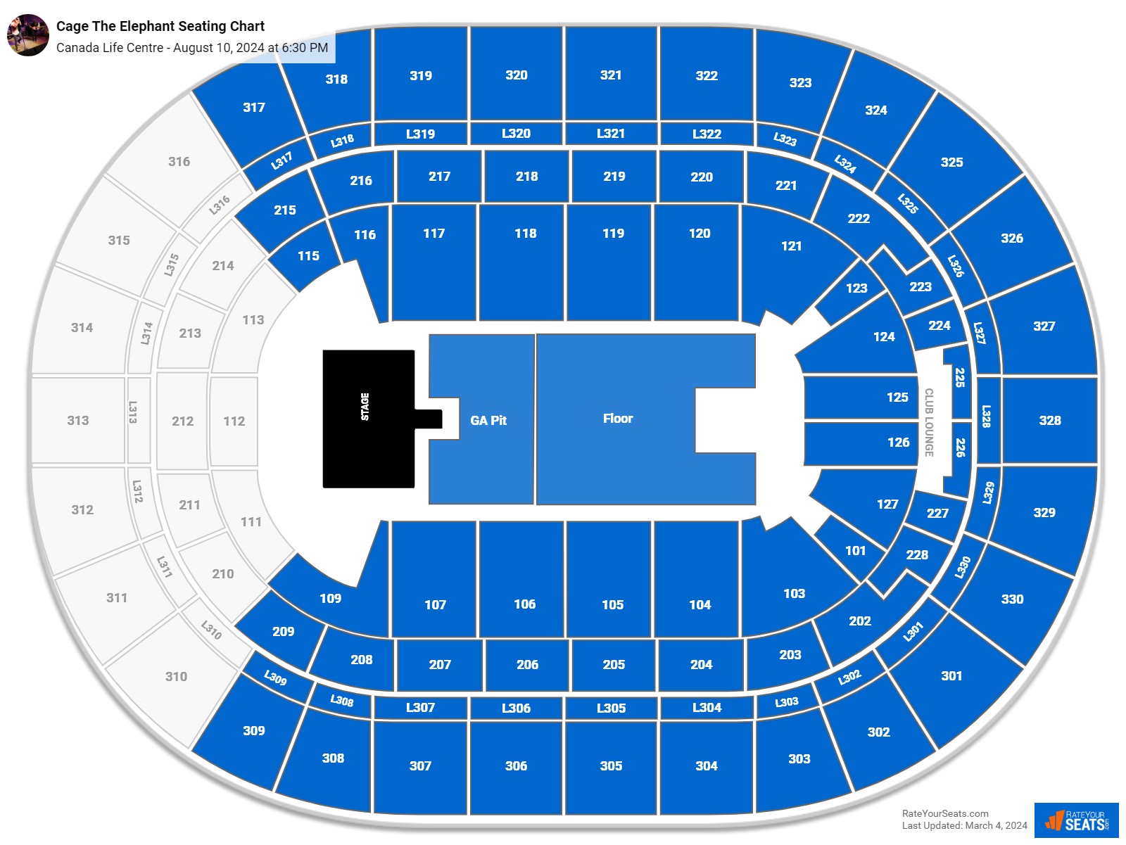 Canada Life Centre Concert Seating Chart - RateYourSeats.com