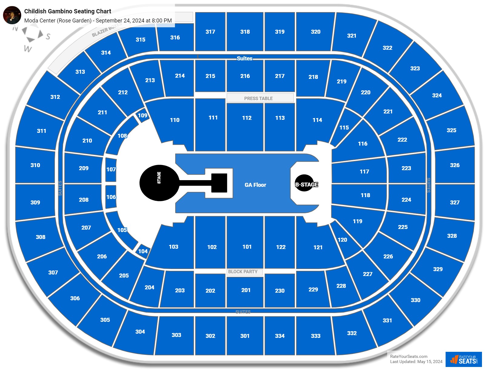 Moda Center Concert Seating Chart - RateYourSeats.com