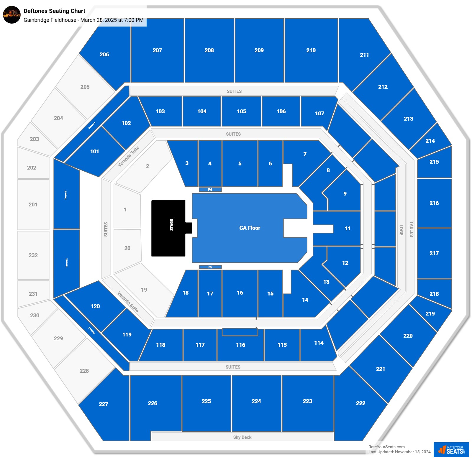 Gainbridge Fieldhouse Concert Seating Chart - RateYourSeats.com