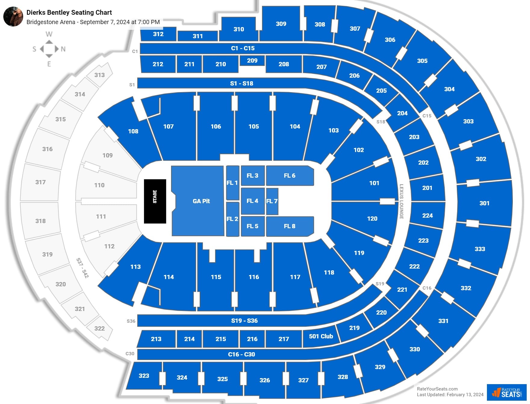 Bridgestone Arena Concert Seating Chart - RateYourSeats.com