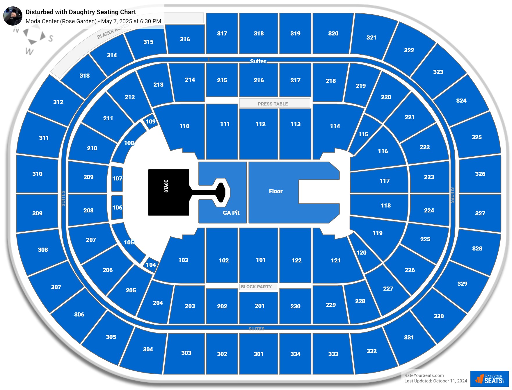 Moda Center Concert Seating Chart - RateYourSeats.com