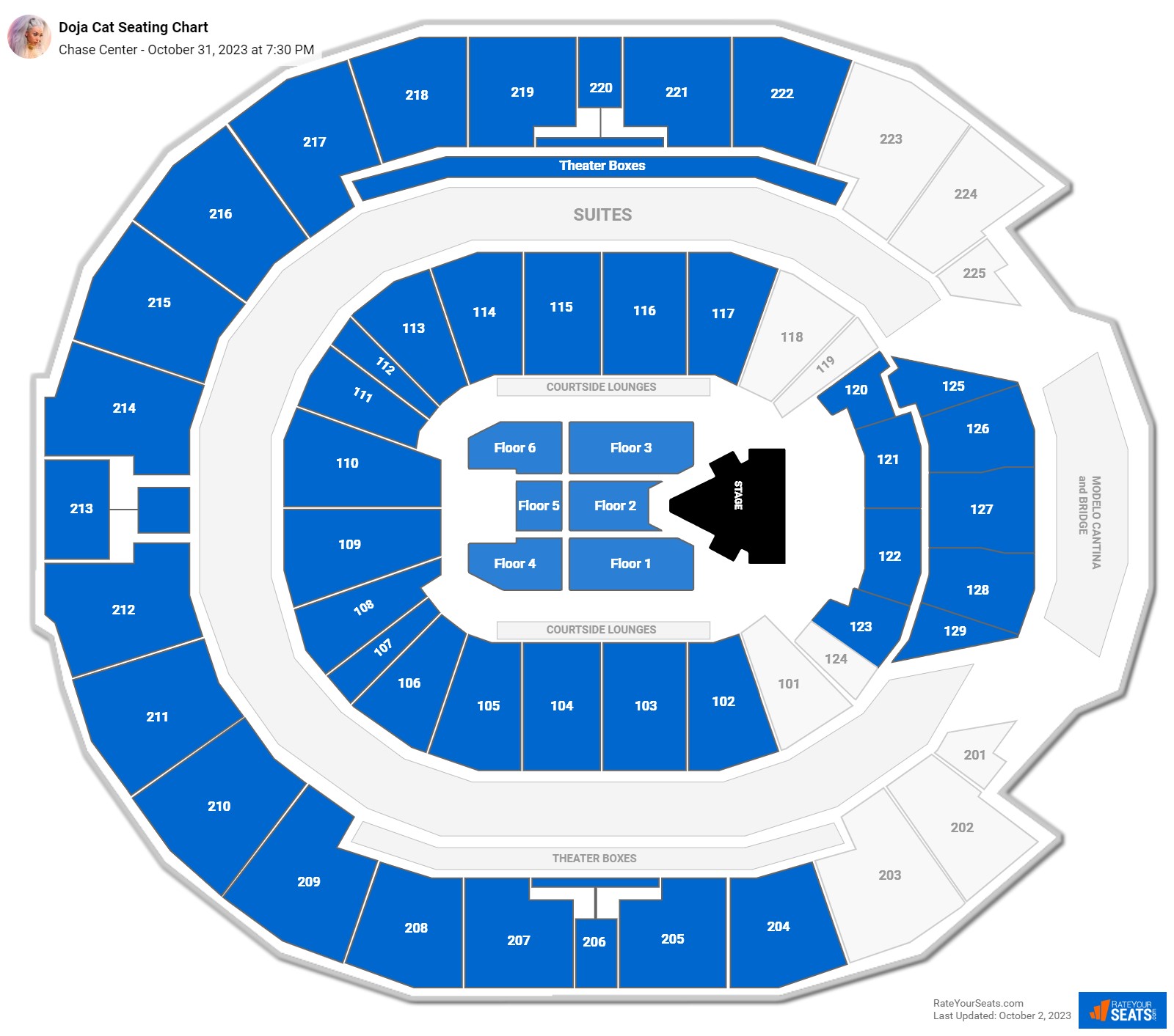 Chase Center Concert Seating Chart - RateYourSeats.com