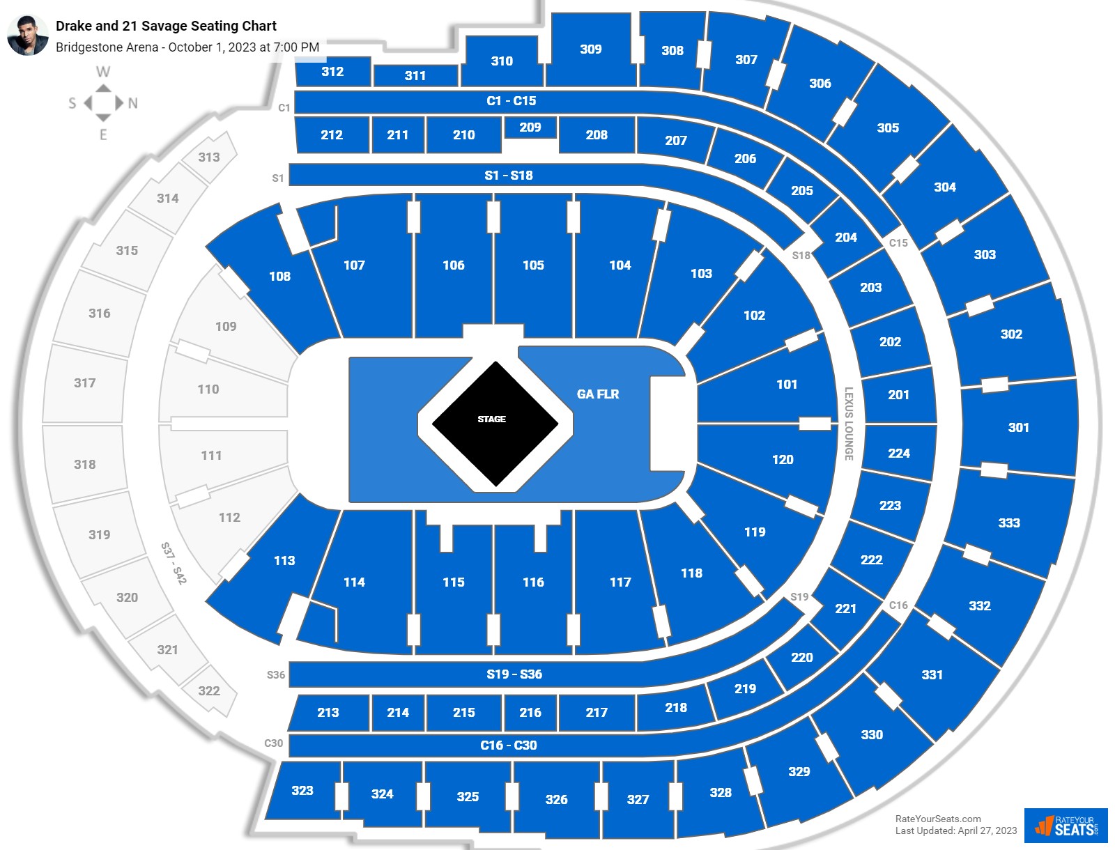 Bridgestone Arena Concert Seating Chart - RateYourSeats.com