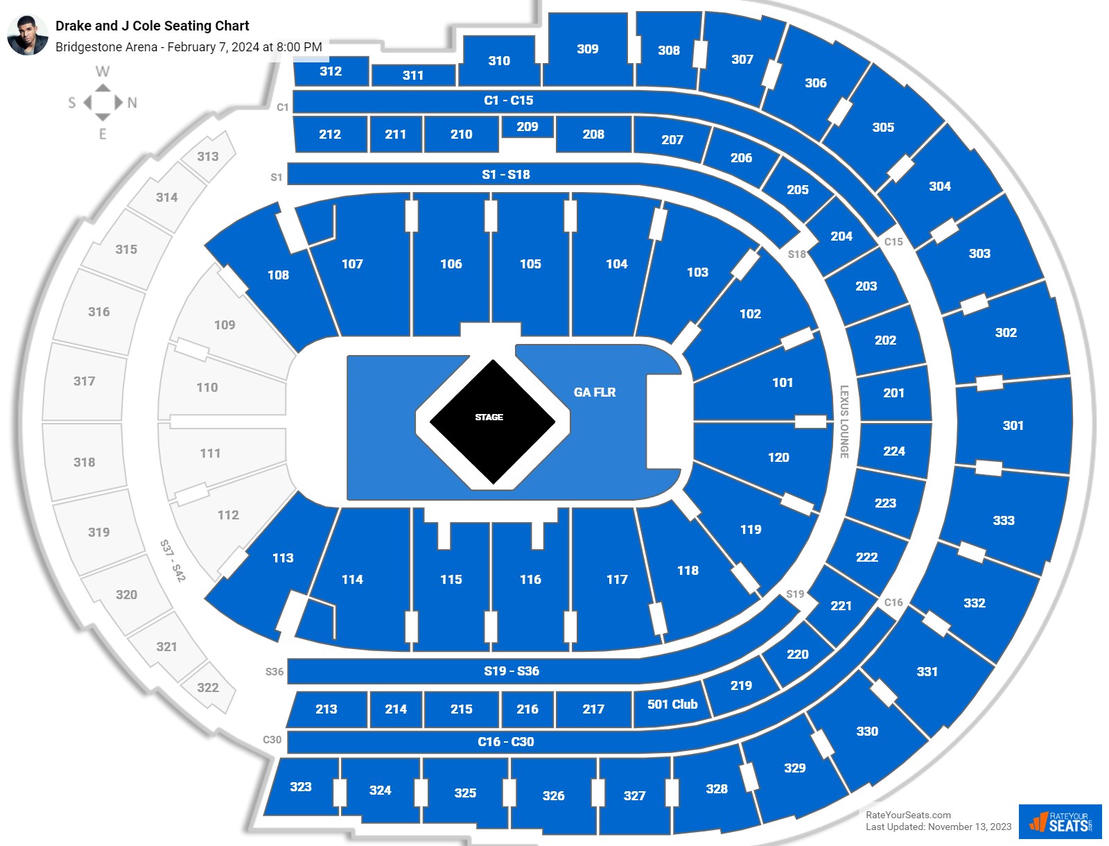 Bridgestone Arena Concert Seating Chart - RateYourSeats.com