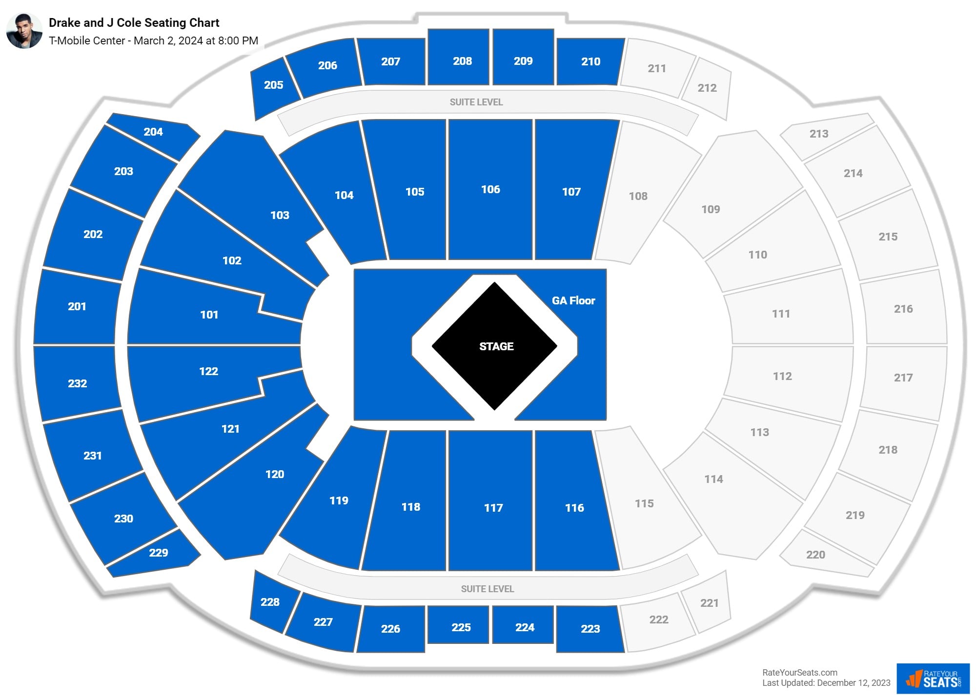T-Mobile Center Concert Seating Chart - RateYourSeats.com