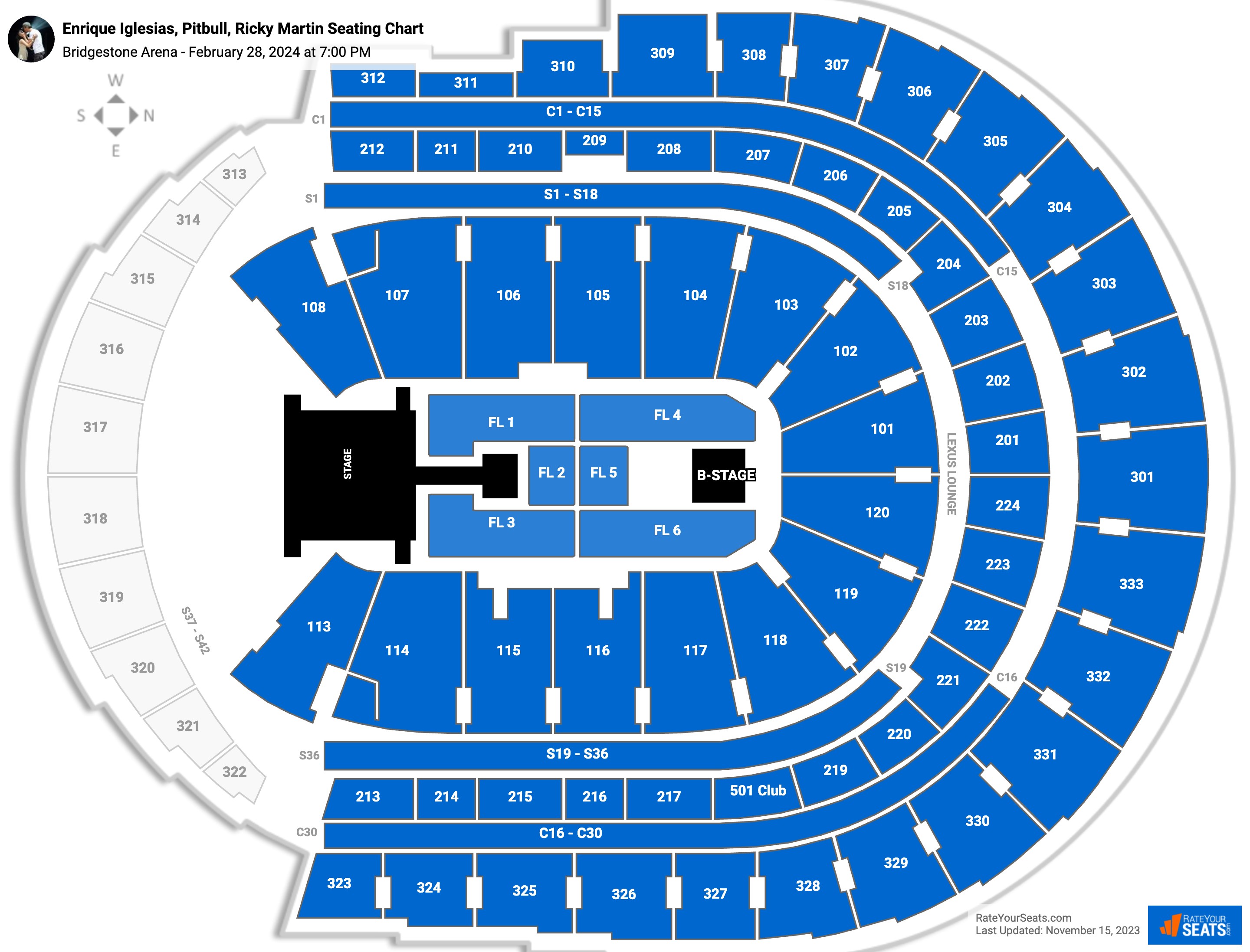 Bridgestone Arena Concert Seating Chart - RateYourSeats.com