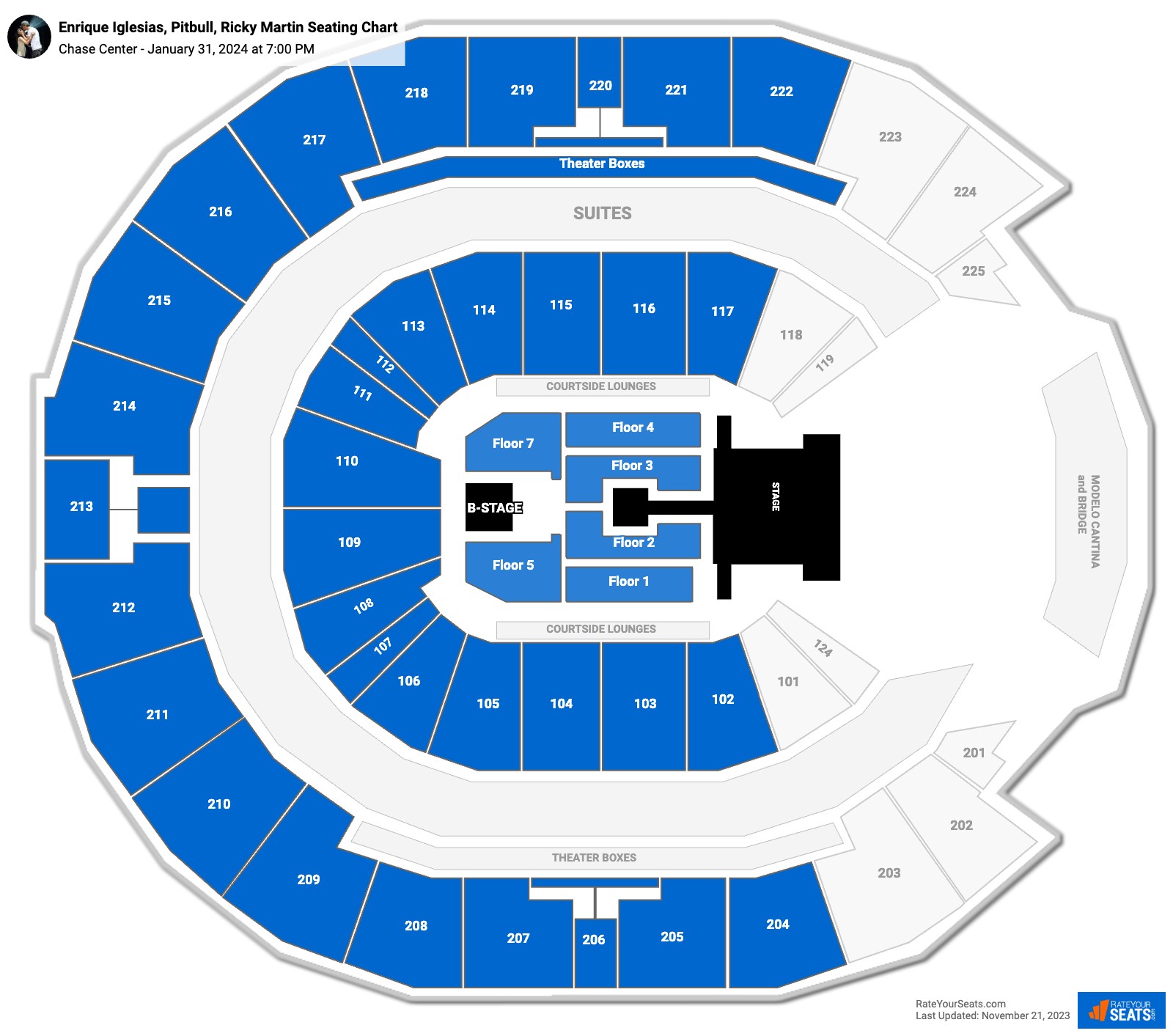 Chase Center Concert Seating Chart - RateYourSeats.com