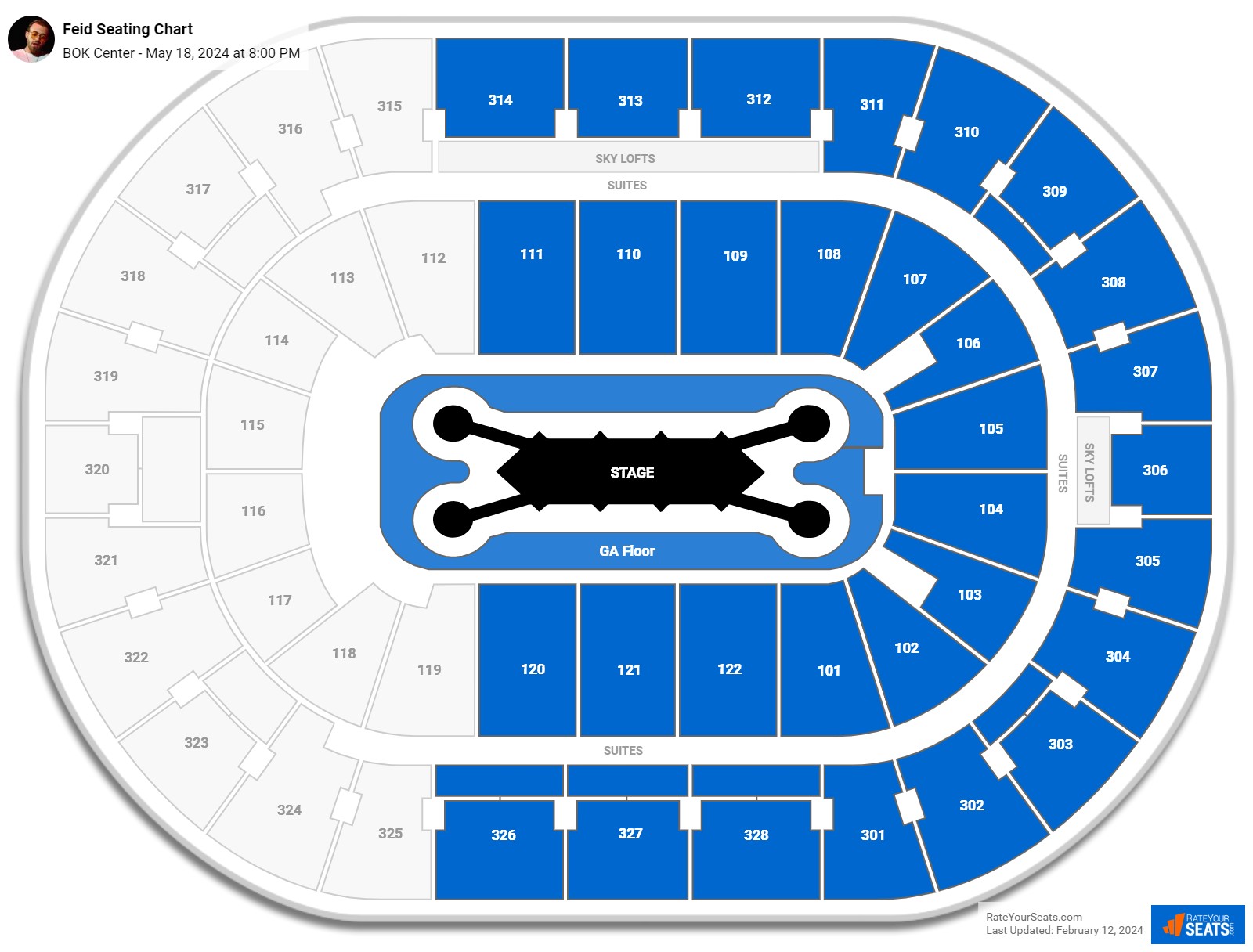 BOK Center Concert Seating Chart - RateYourSeats.com