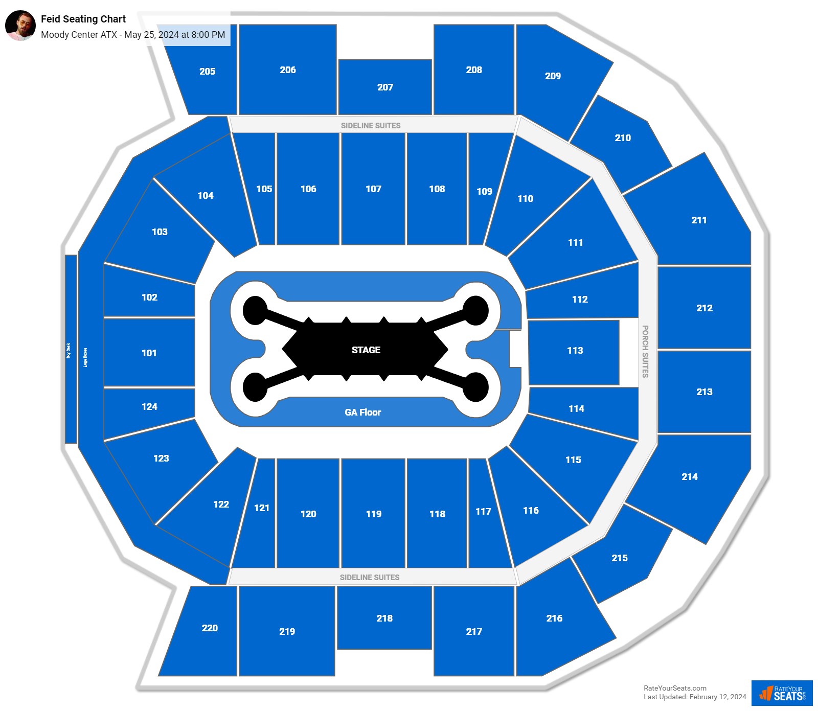 Moody Center ATX Concert Seating Chart - RateYourSeats.com