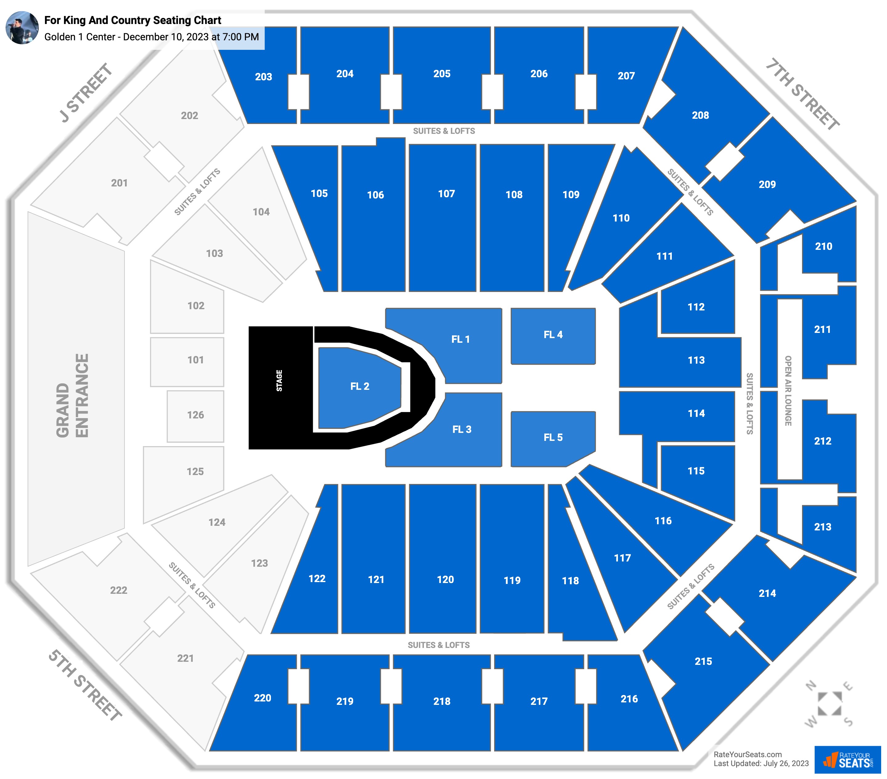 Golden 1 Center Concert Seating Chart - RateYourSeats.com