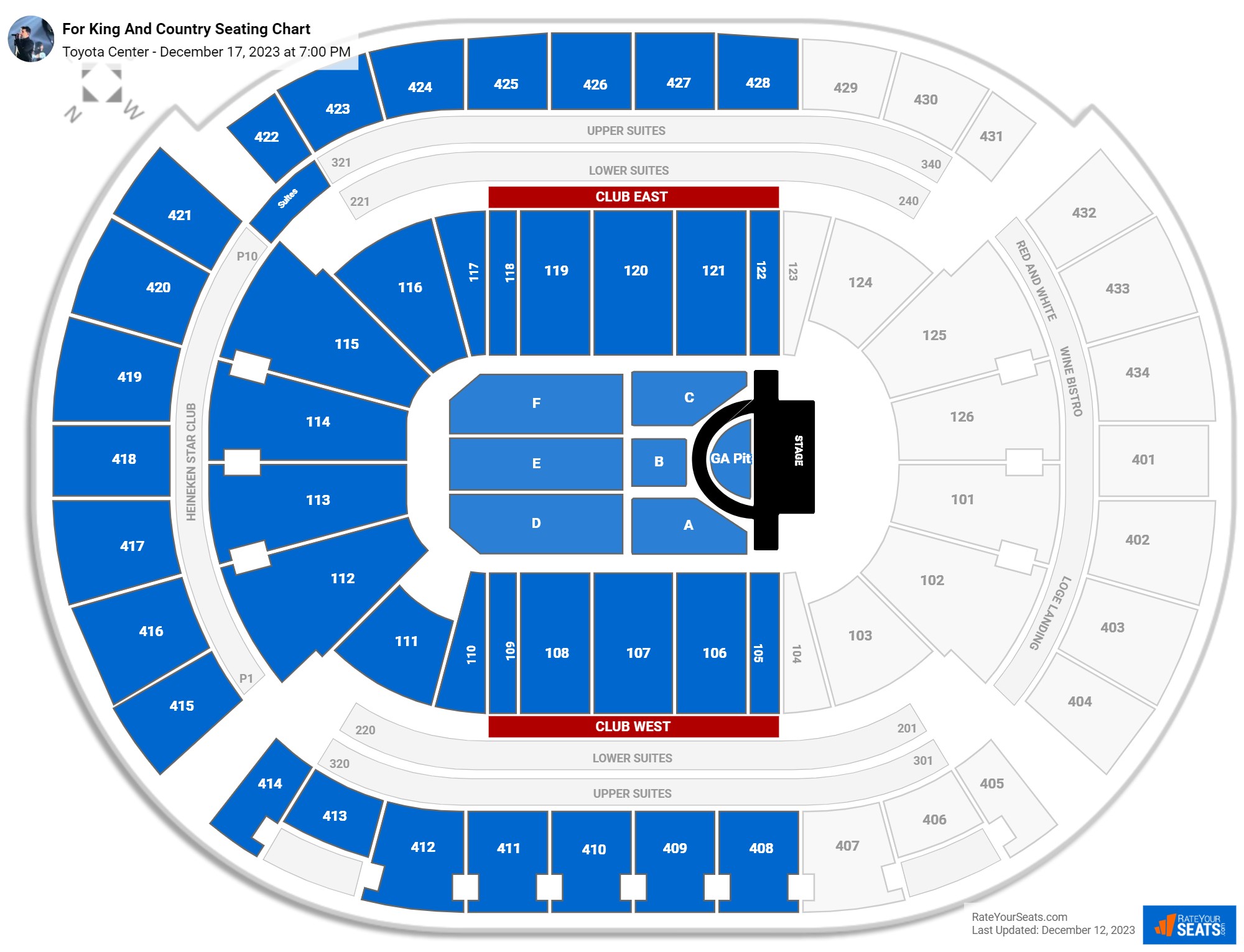 Toyota Center Concert Seating Chart - RateYourSeats.com