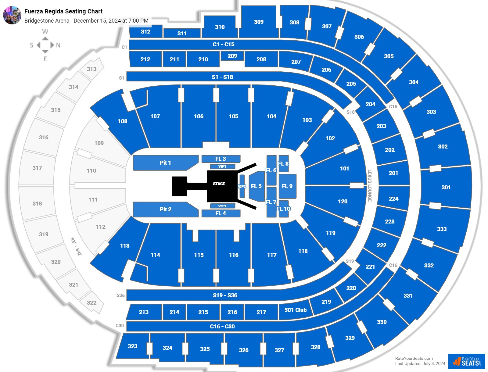 Bridgestone Arena Concert Seating Chart - RateYourSeats.com