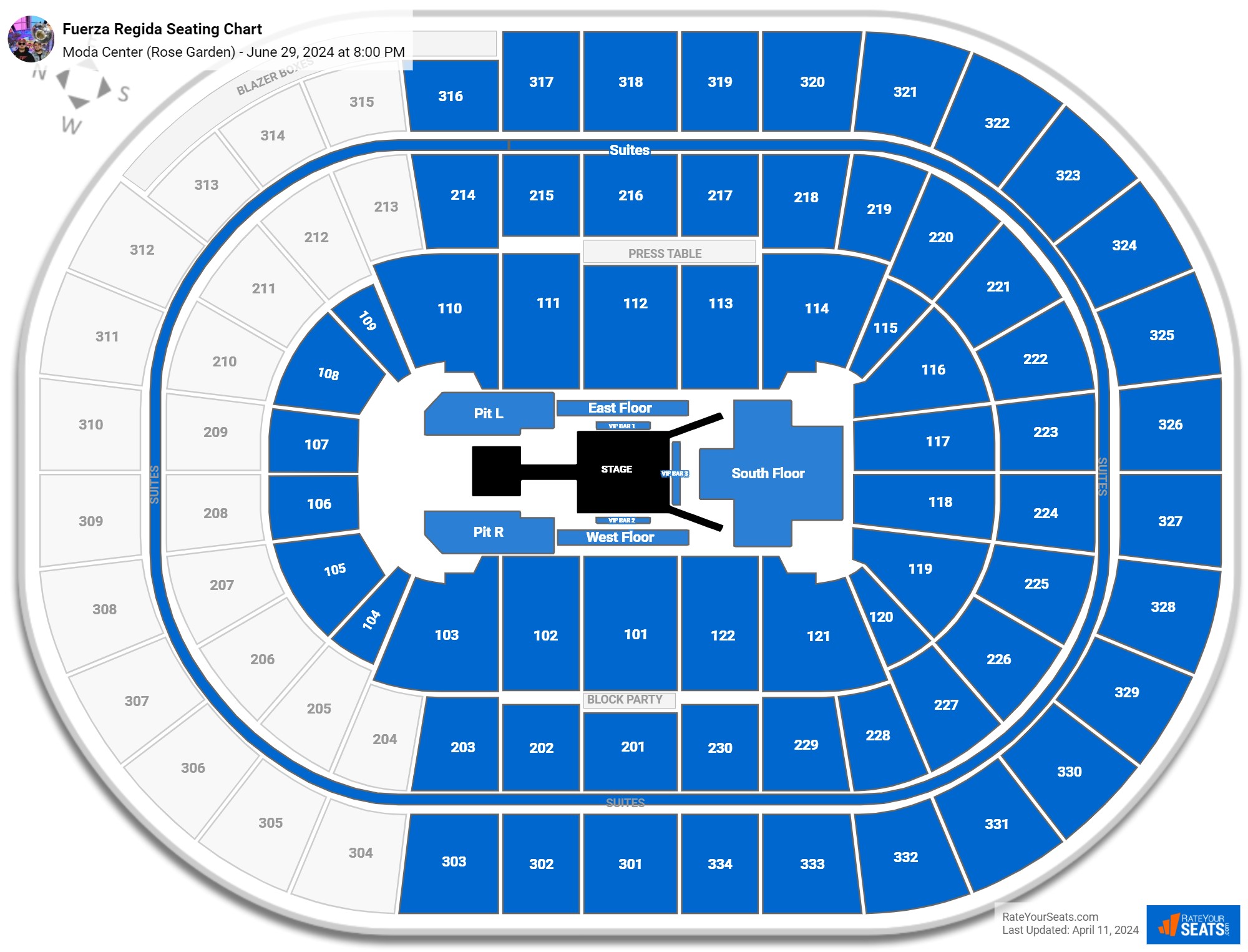 Moda Center Concert Seating Chart - RateYourSeats.com
