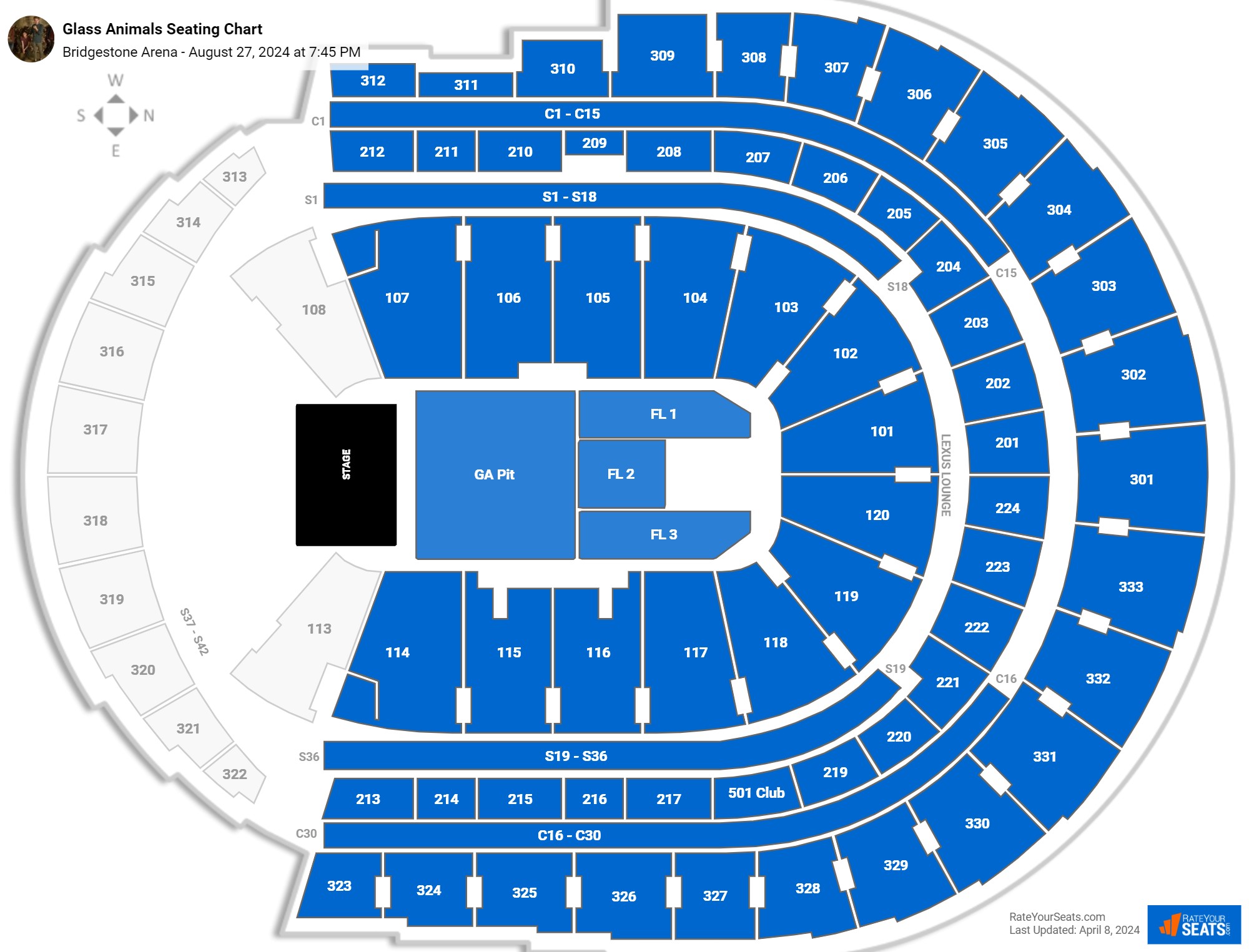 Bridgestone Arena Concert Seating Chart - RateYourSeats.com