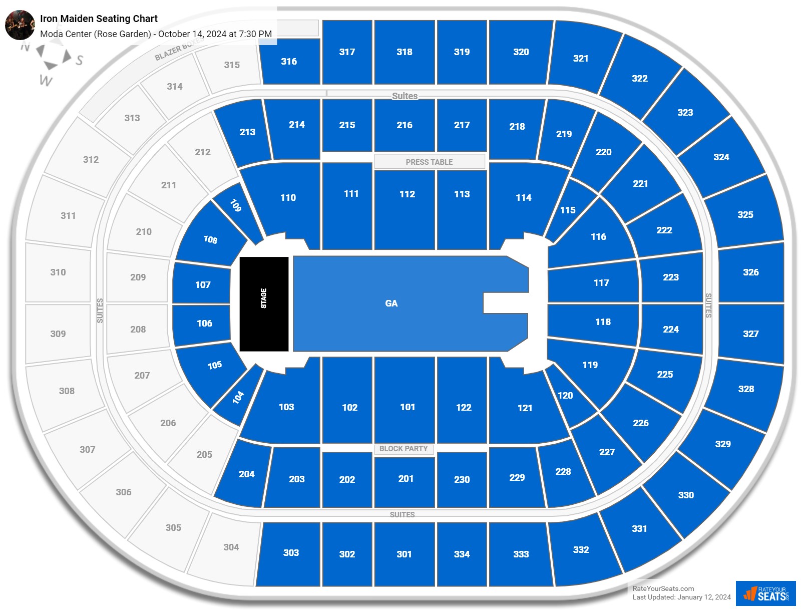 Moda Center Concert Seating Chart - RateYourSeats.com