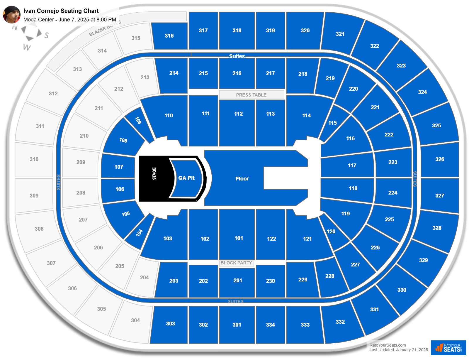 Moda Center Concert Seating Chart - RateYourSeats.com