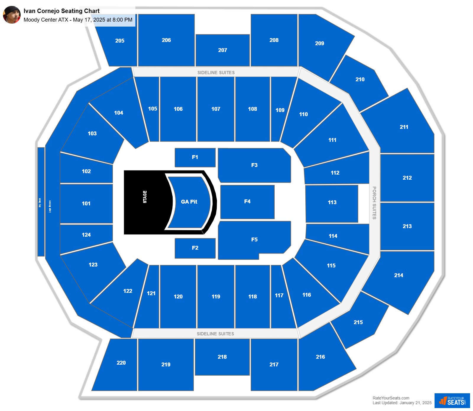 Moody Center ATX Concert Seating Chart - RateYourSeats.com