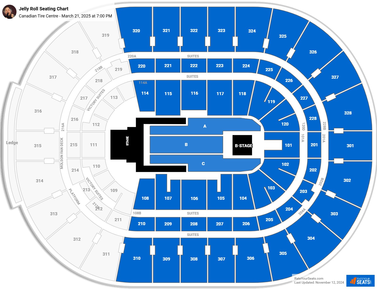 Canadian Tire Centre Concert Seating Chart - RateYourSeats.com