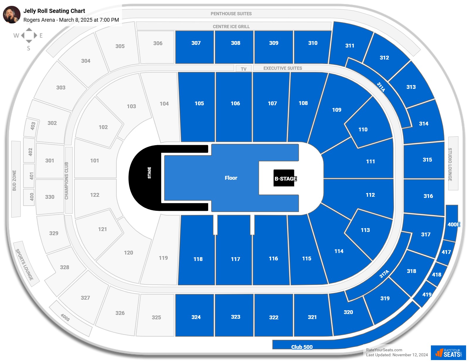 Rogers Arena Concert Seating Chart - RateYourSeats.com