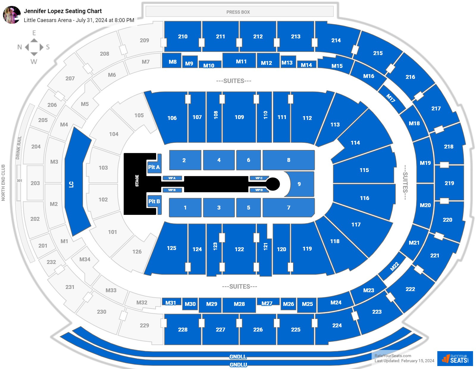 Little Caesars Arena Concert Seating Chart - RateYourSeats.com