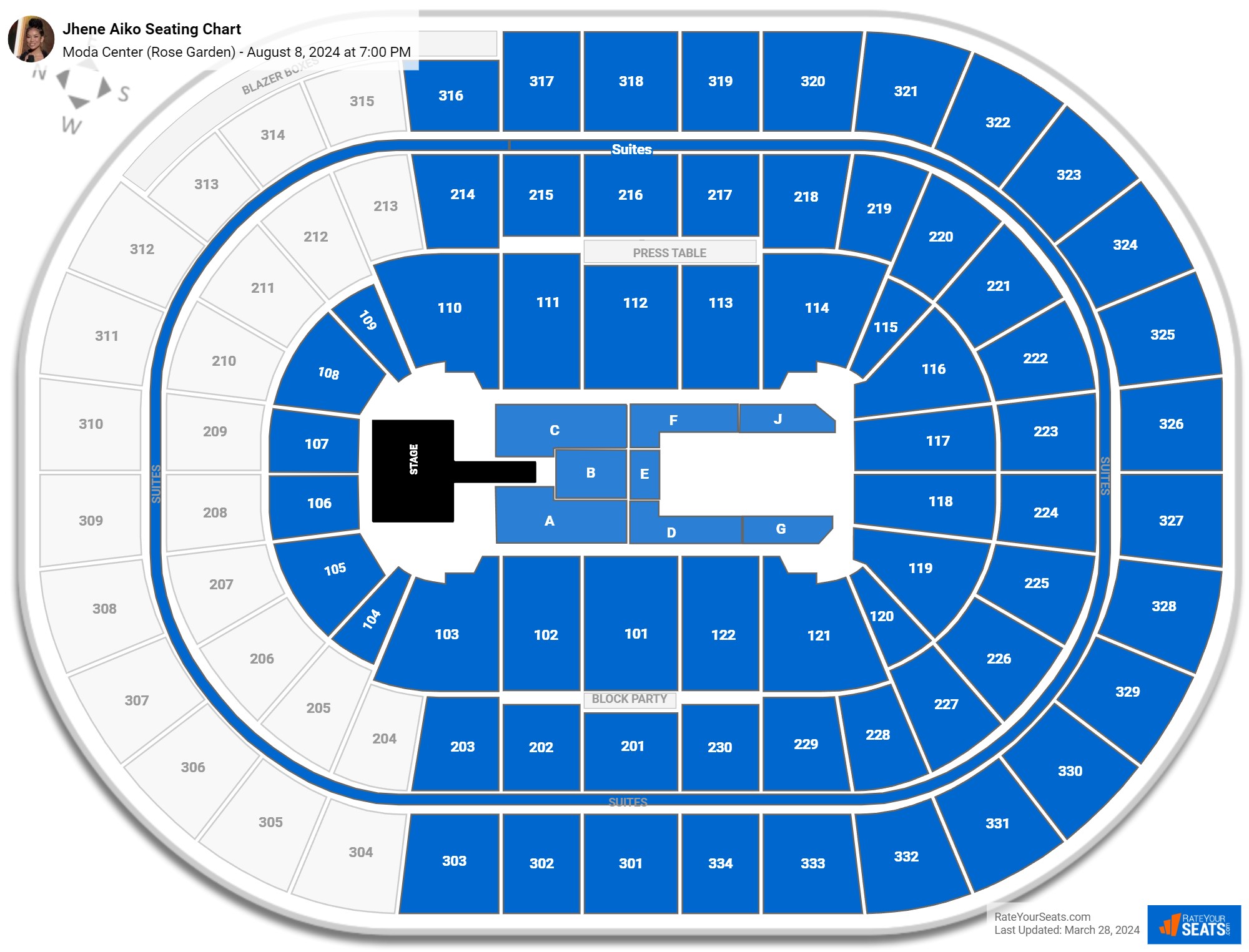 Moda Center Concert Seating Chart - RateYourSeats.com