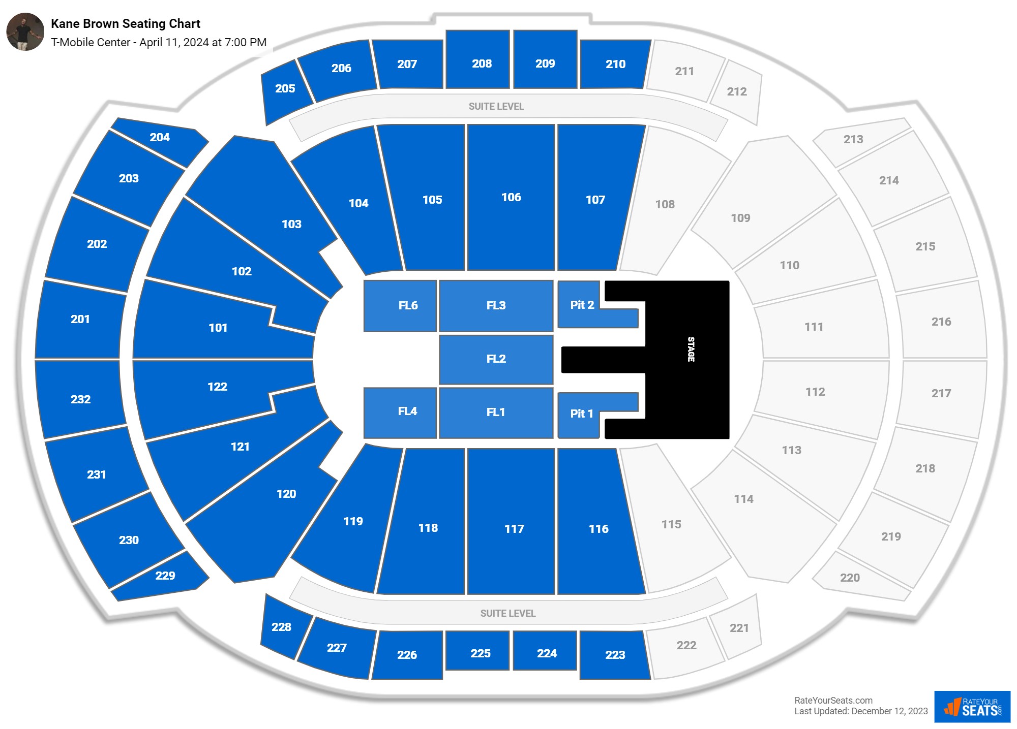 T-Mobile Center Concert Seating Chart - RateYourSeats.com