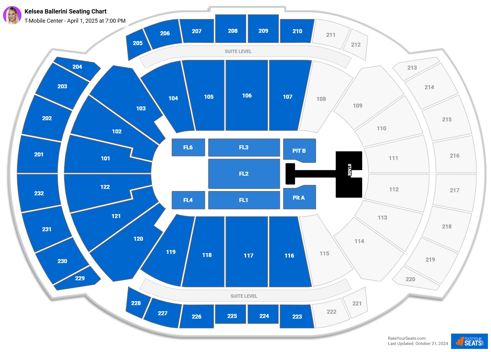 T-Mobile Center Concert Seating Chart - RateYourSeats.com