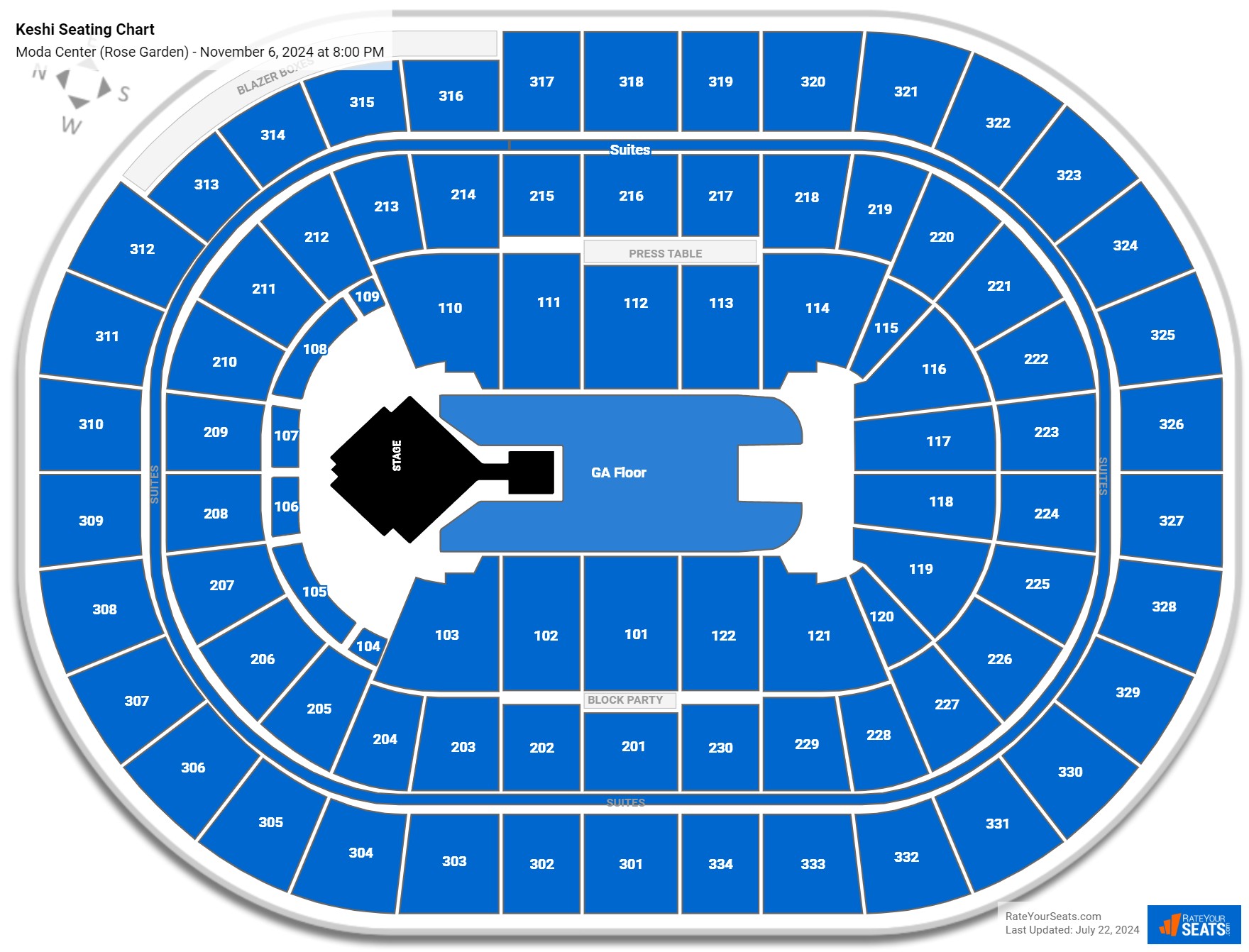 Moda Center Concert Seating Chart - RateYourSeats.com