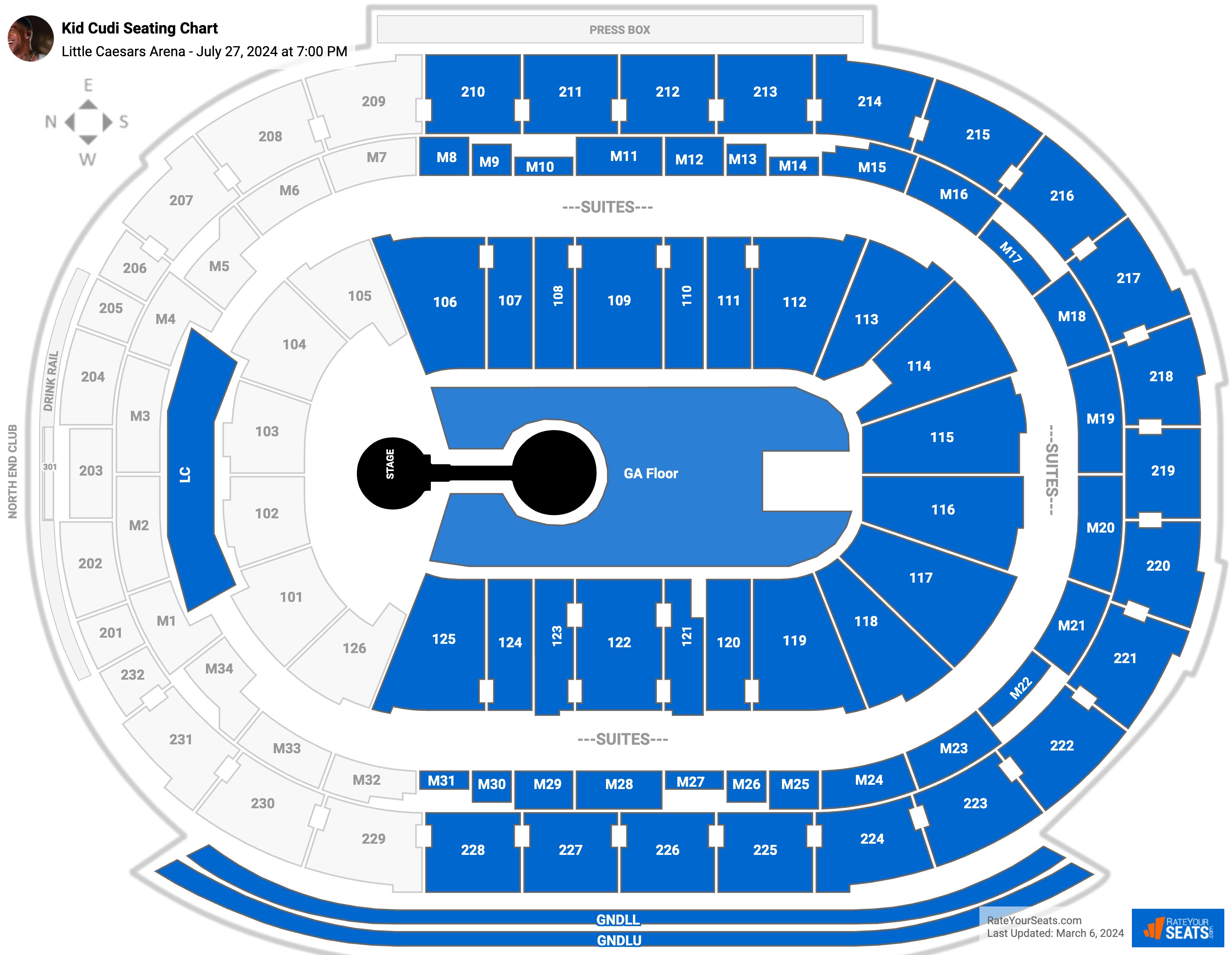 Little Caesars Arena Concert Seating Chart - RateYourSeats.com