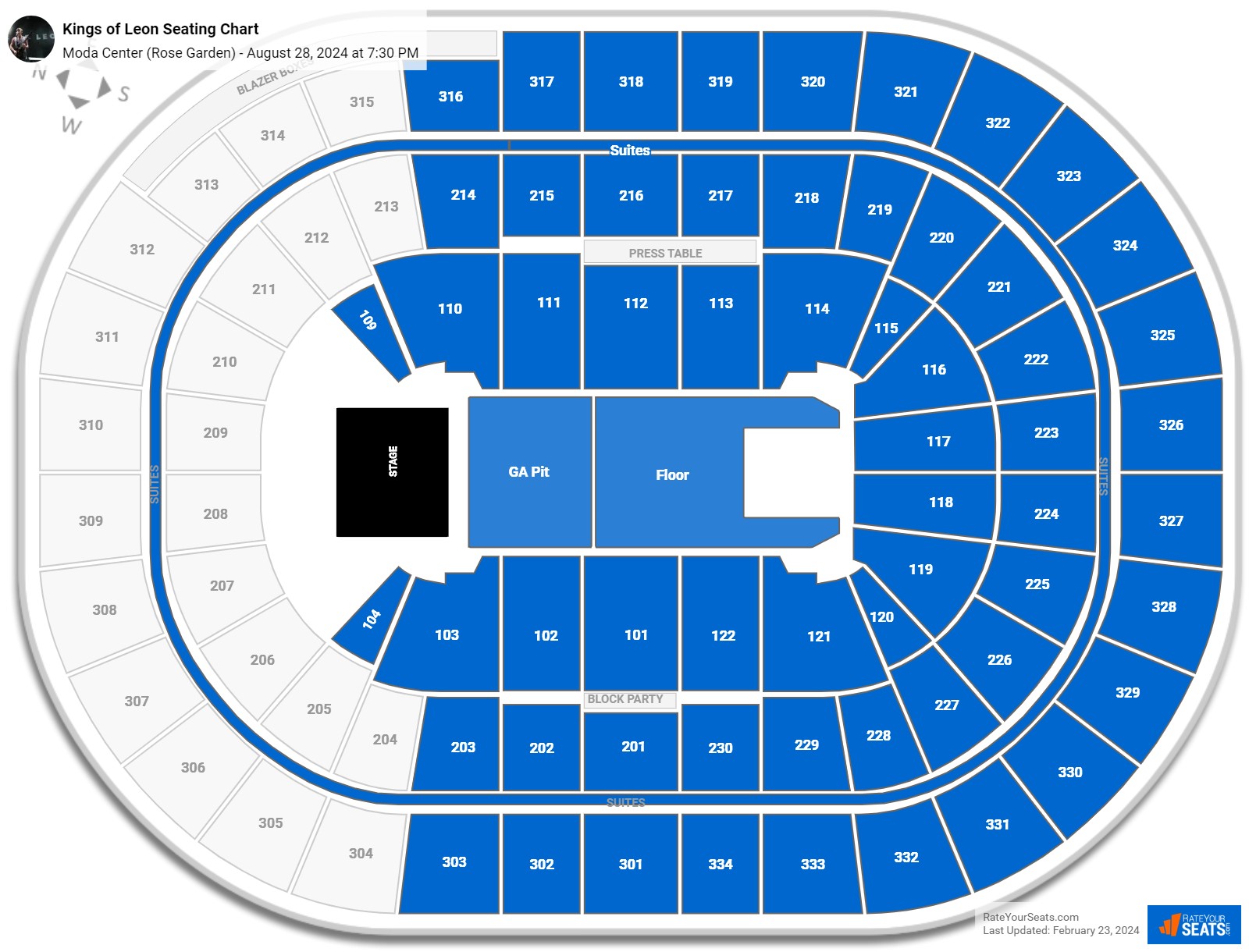 Moda Center Concert Seating Chart - RateYourSeats.com
