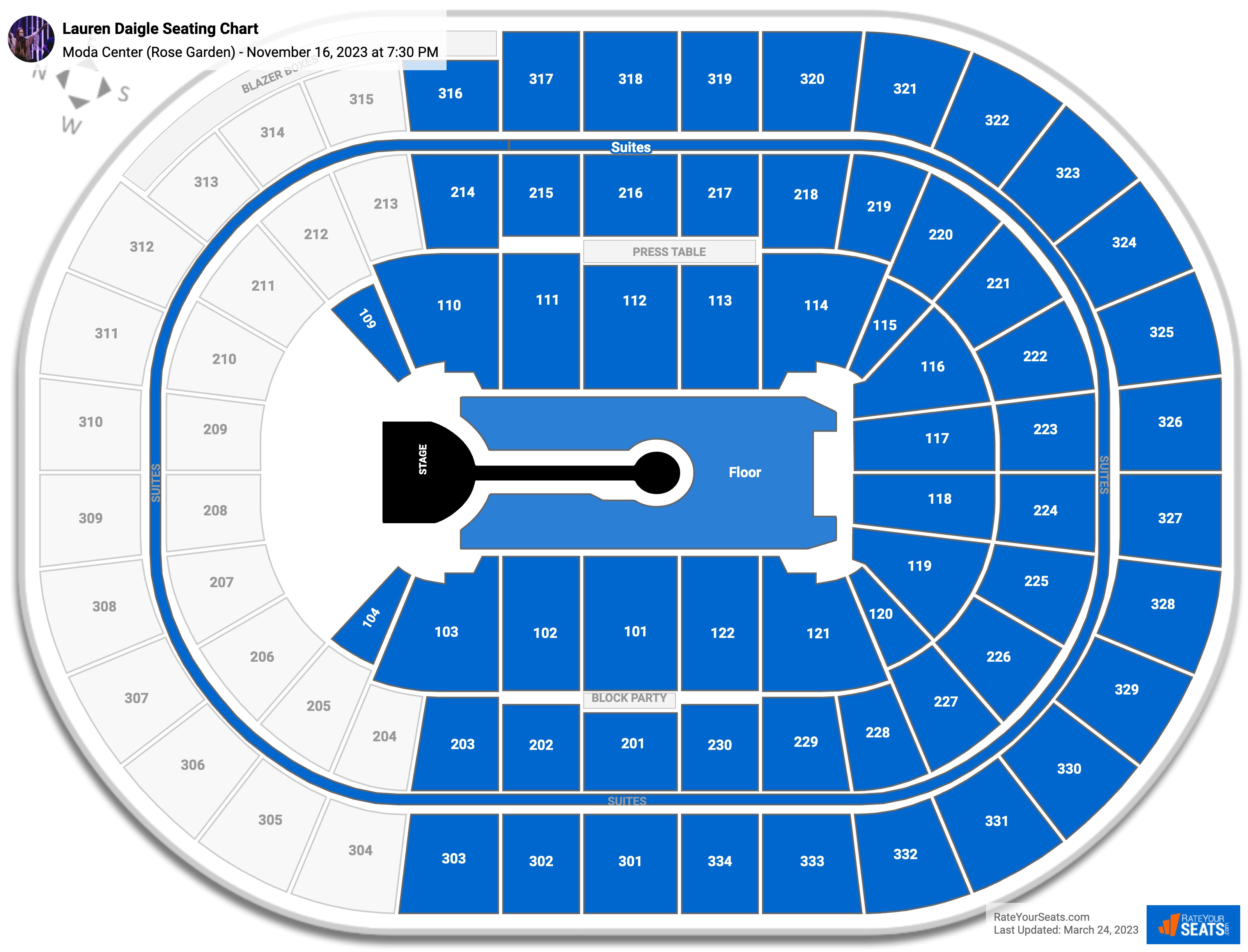 Moda Center Concert Seating Chart - RateYourSeats.com