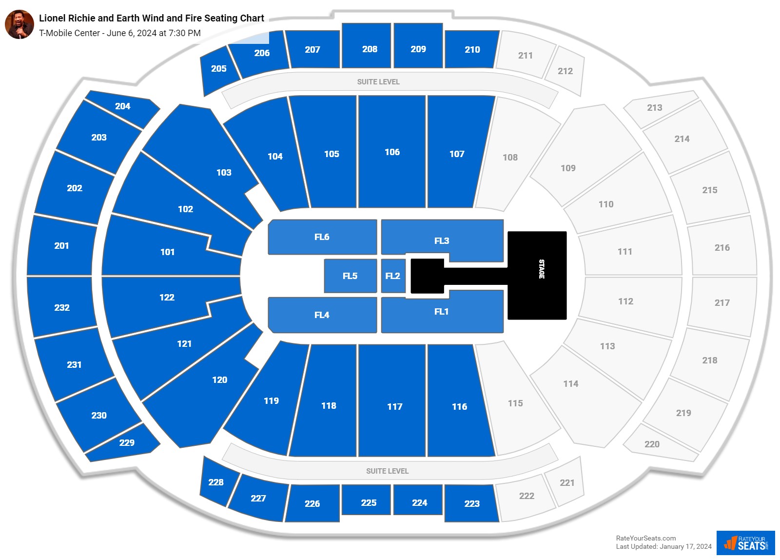 T-Mobile Center Concert Seating Chart - RateYourSeats.com