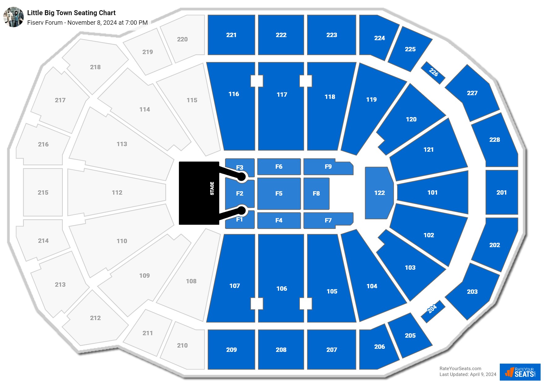 Fiserv Forum Concert Seating Chart - RateYourSeats.com